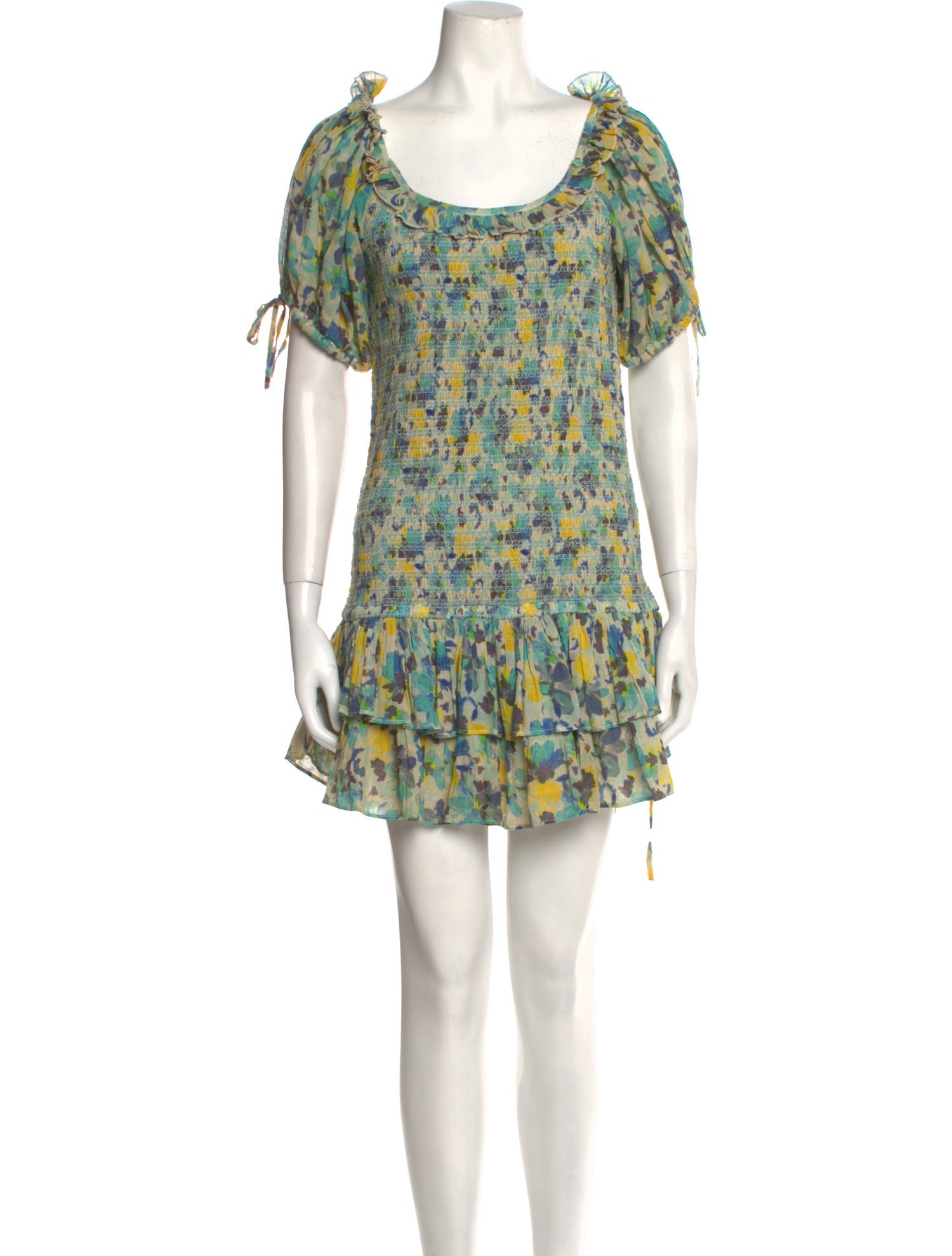 LoveShackFancy Floral Print Mini Dress - Green Dresses, Clothing ...