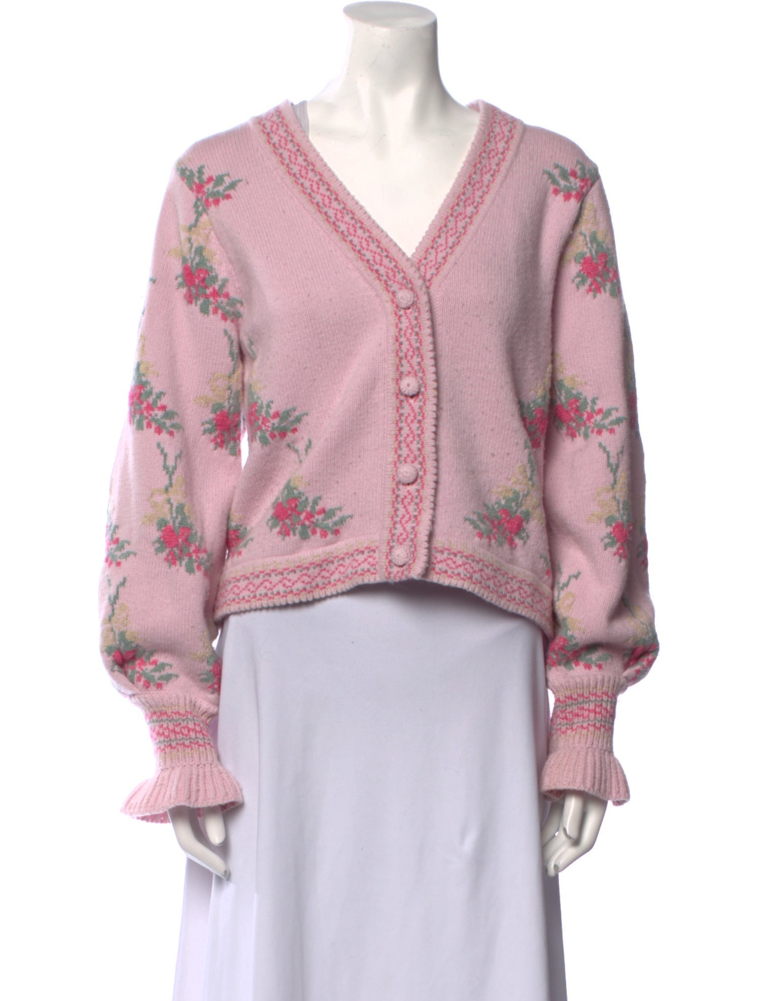 LoveShackFancy Nylon Floral Print Sweater - Pink Knitwear, Clothing ...