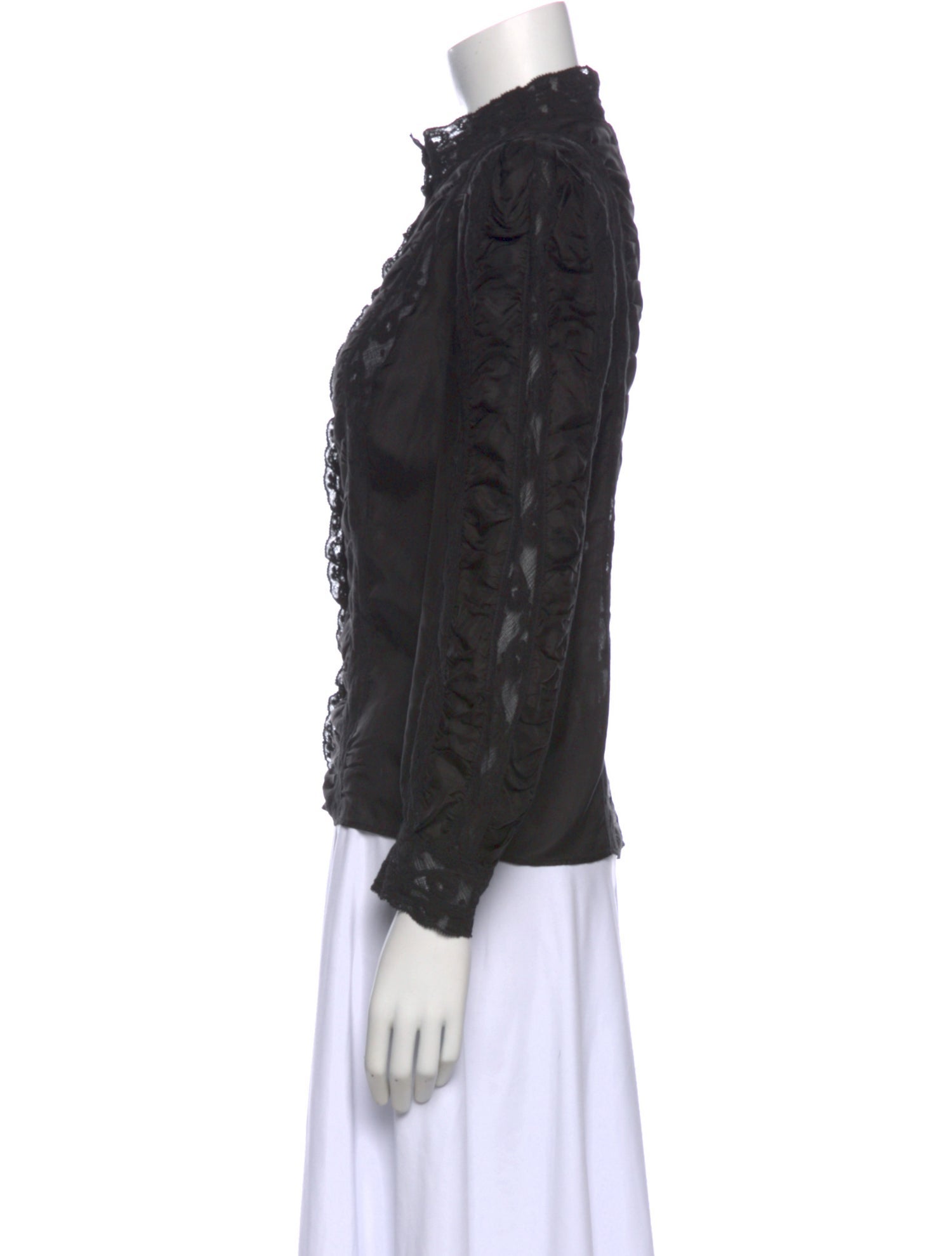 LoveShackFancy Silk Lace Pattern Blouse - Black Tops, Clothing ...