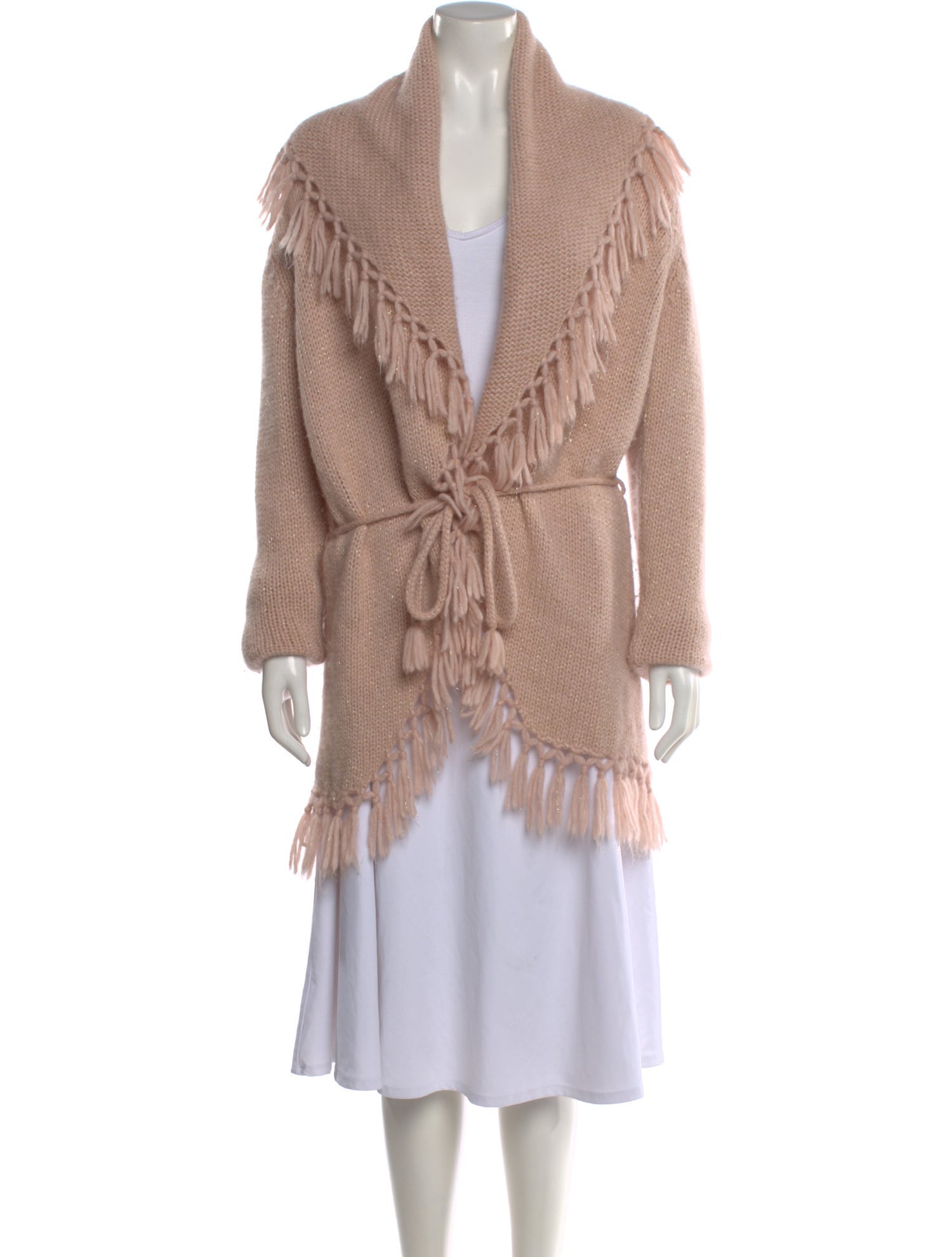 LoveShackFancy Baby Alpaca Open Front Sweater - Pink Knitwear, Clothing ...