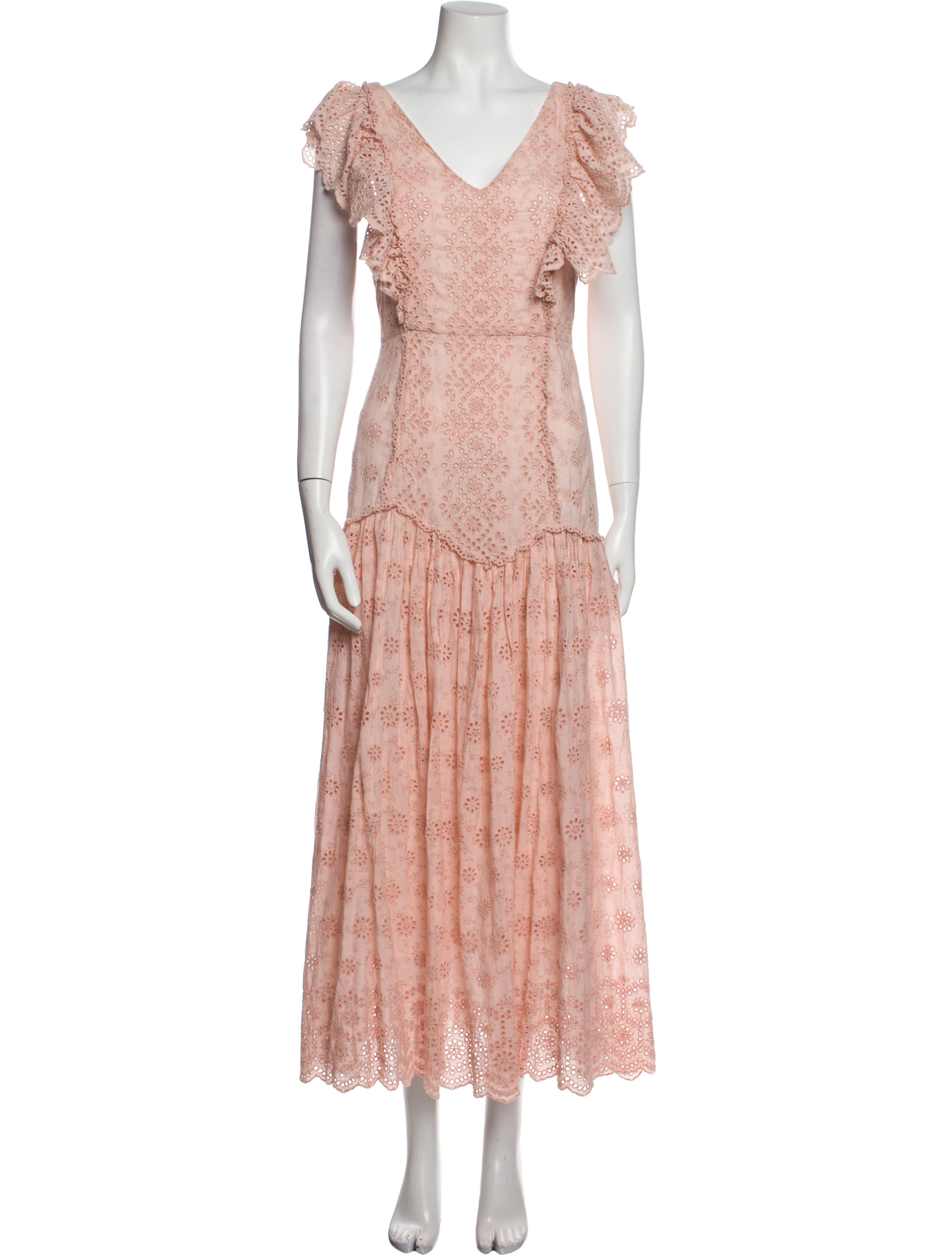 LoveShackFancy Lace Pattern Long Dress - Pink Dresses, Clothing ...