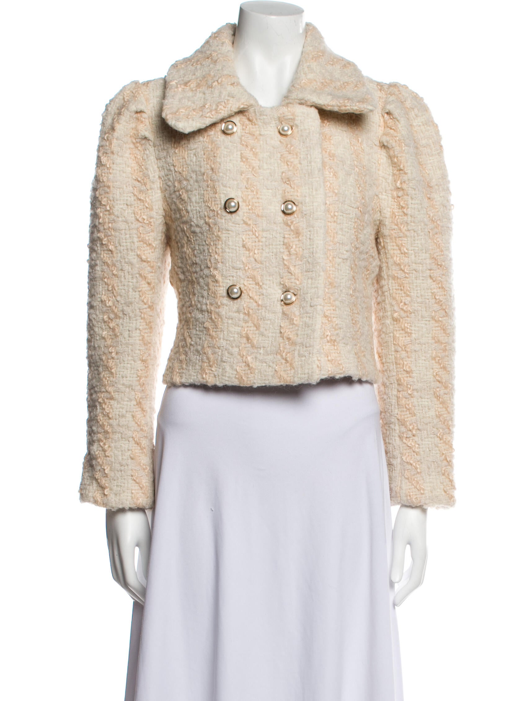 LoveShackFancy Tweed Pattern Faux Fur Jacket w/ Tags - Neutrals Jackets ...