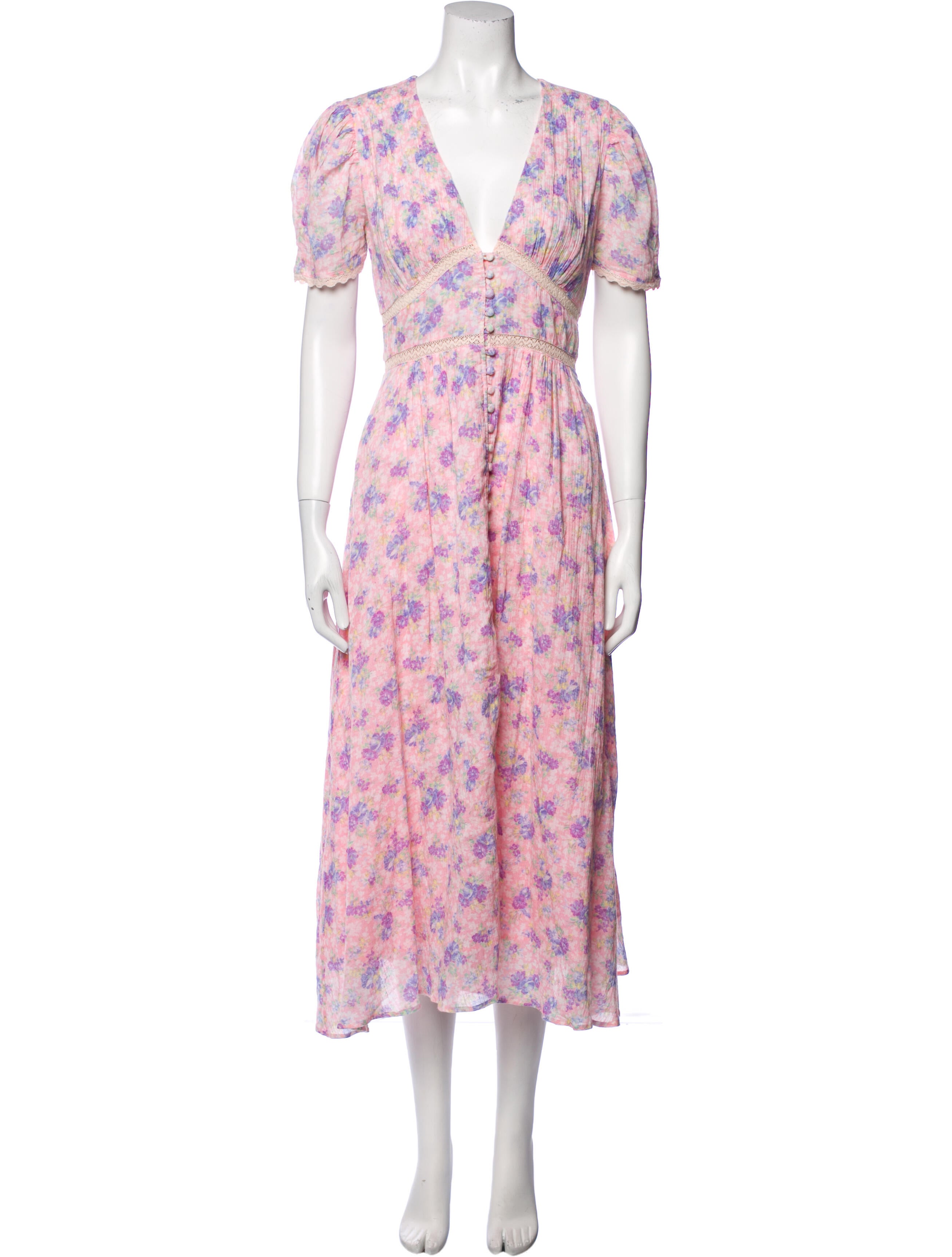 LoveShackFancy Floral Print Long Dress - Pink Dresses, Clothing ...