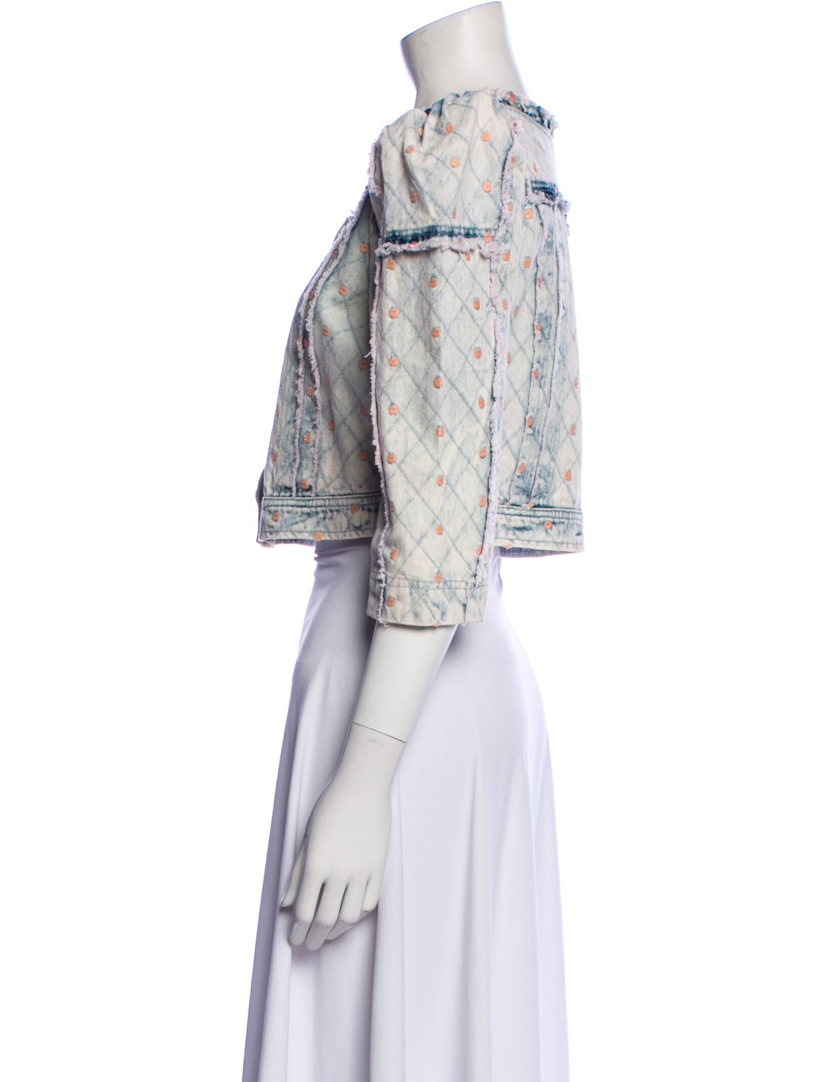 LoveShackFancy Tweed Pattern Denim Jacket - Blue Jackets, Clothing ...