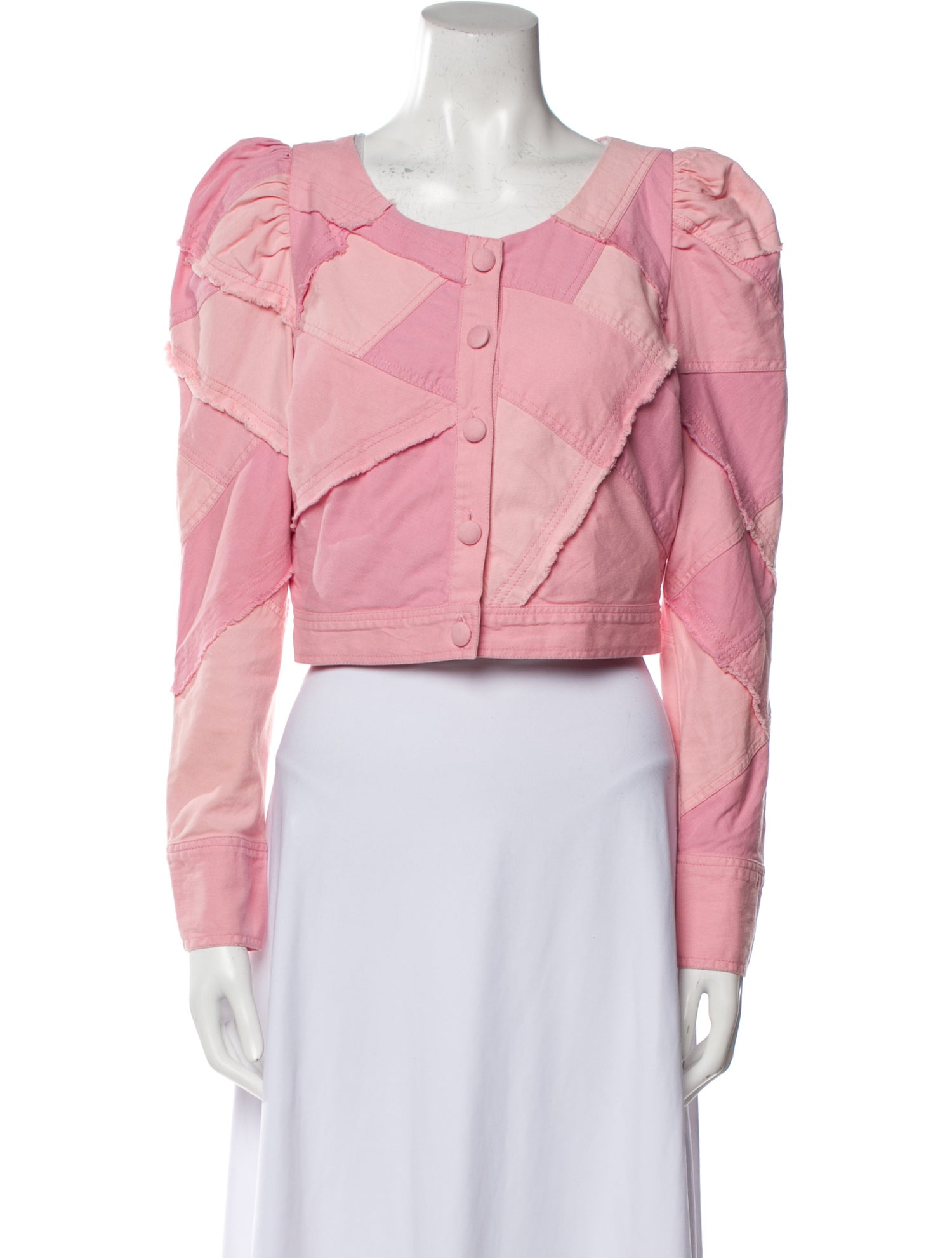 LoveShackFancy Colorblock Pattern Biker Jacket - Pink Jackets, Clothing ...