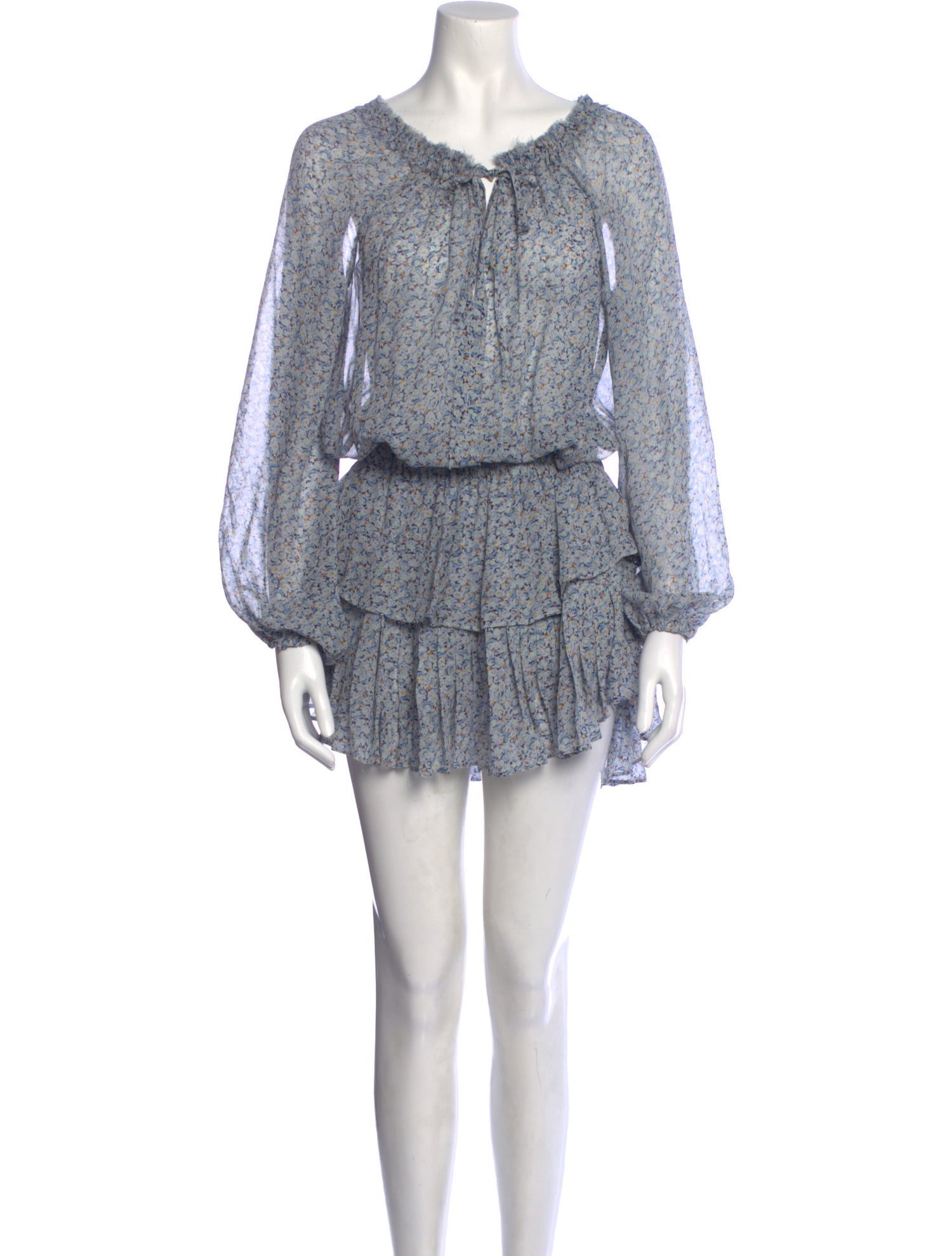 LoveShackFancy Floral Print Mini Dress - Blue Dresses, Clothing ...