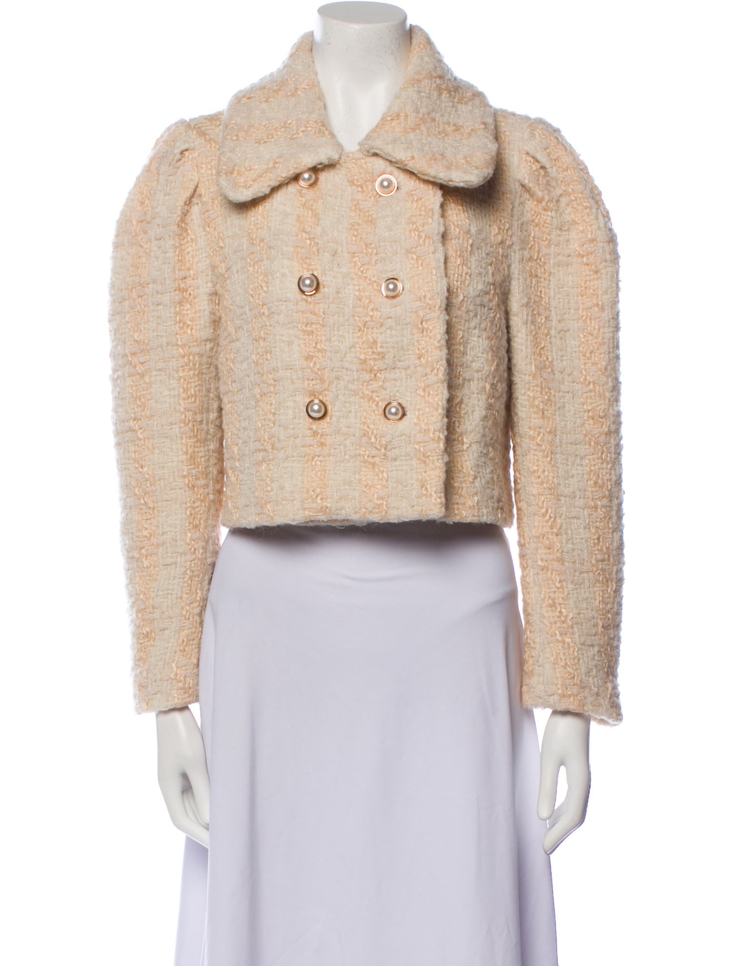 LoveShackFancy Tweed Pattern Faux Fur Jacket - Neutrals Jackets ...
