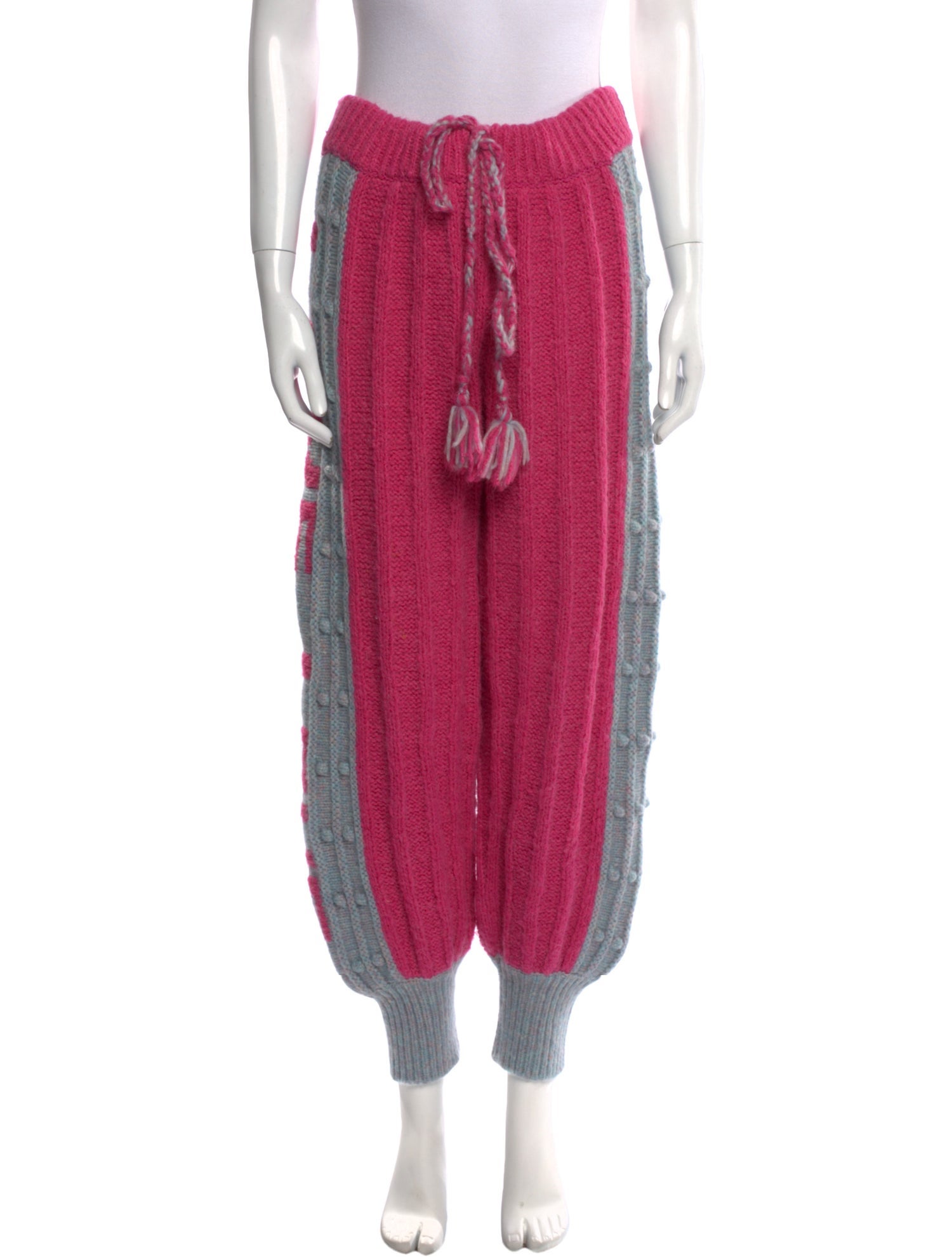 LoveShackFancy Colorblock Pattern Skinny Leg Pants - Pink, 16" Rise ...