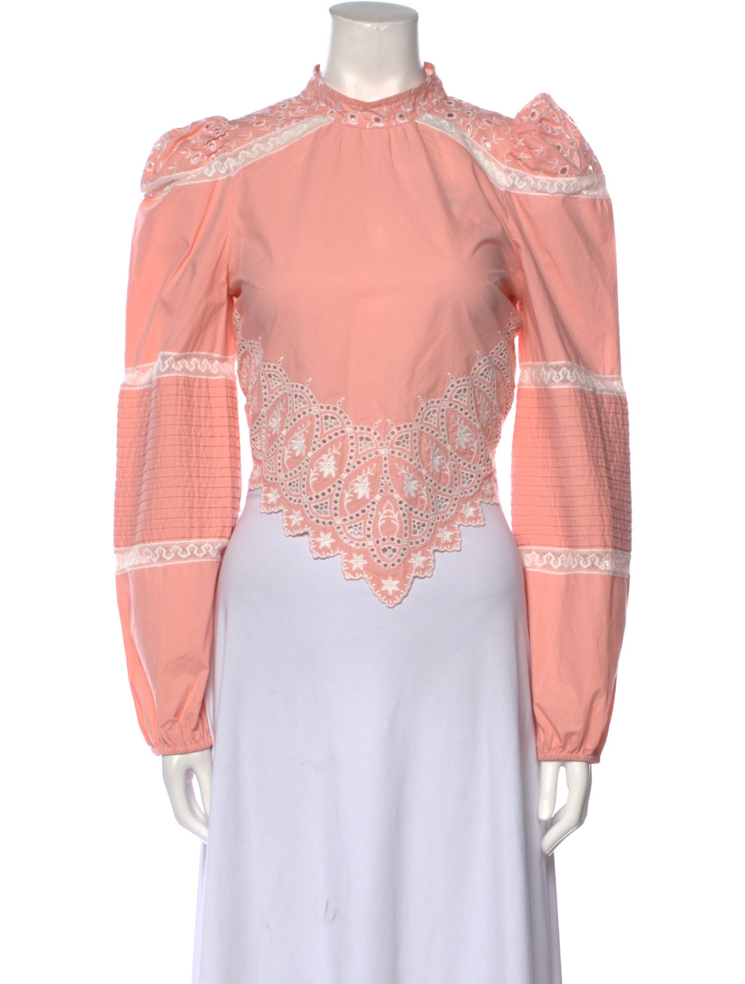 LoveShackFancy Lace Pattern Mock Neck Bodysuit w/ Tags - Pink Tops ...