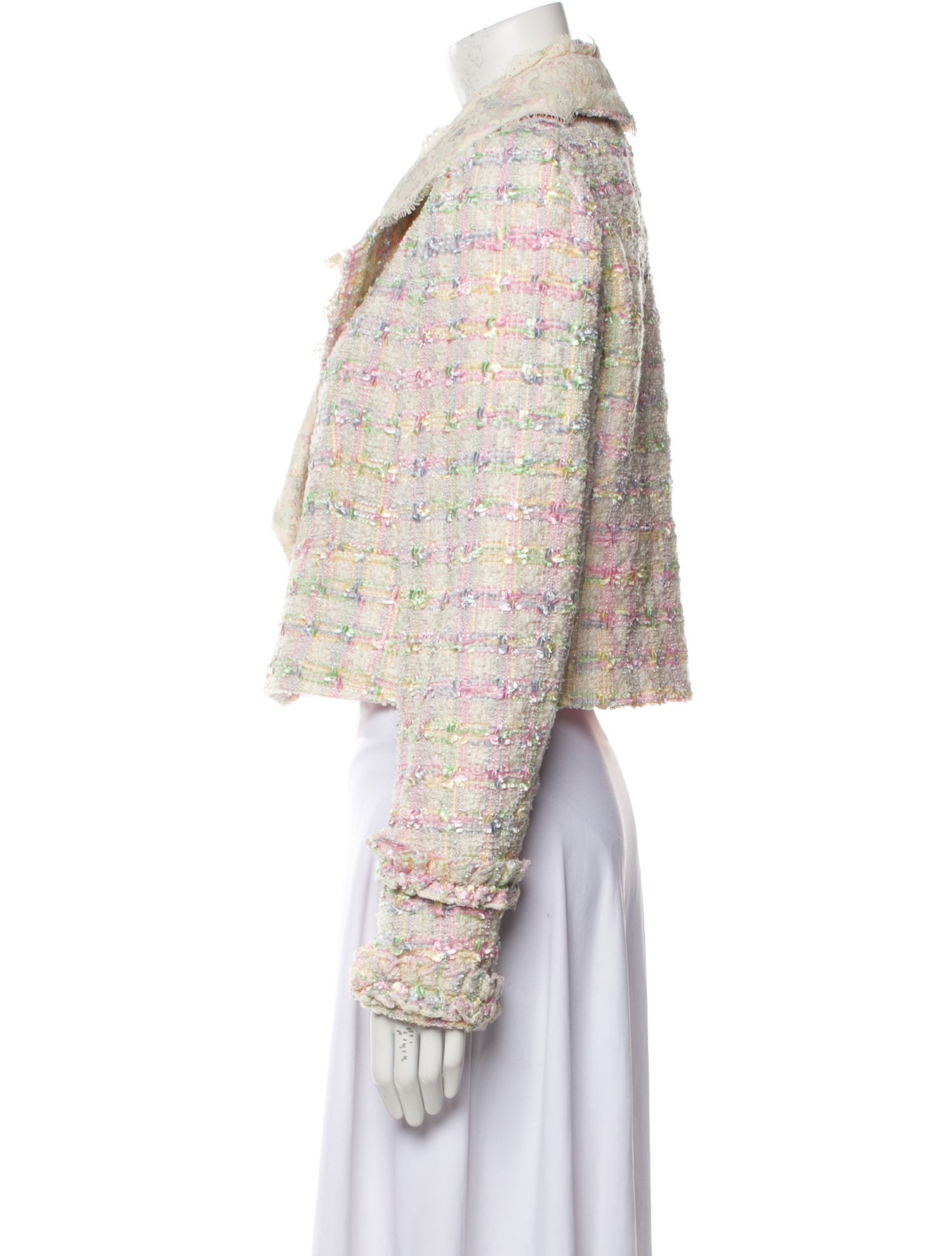 LoveShackFancy Tweed Pattern Bolero - Pink Jackets, Clothing ...