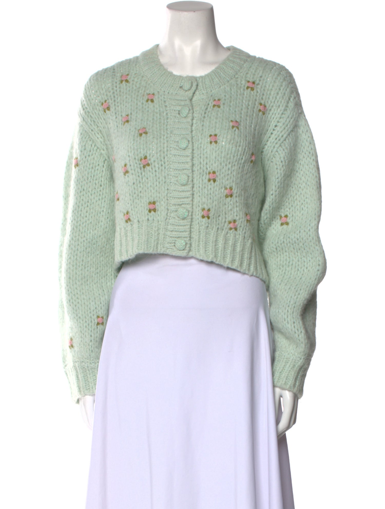 LoveShackFancy Alpaca Floral Print Sweater - Green Knitwear, Clothing ...
