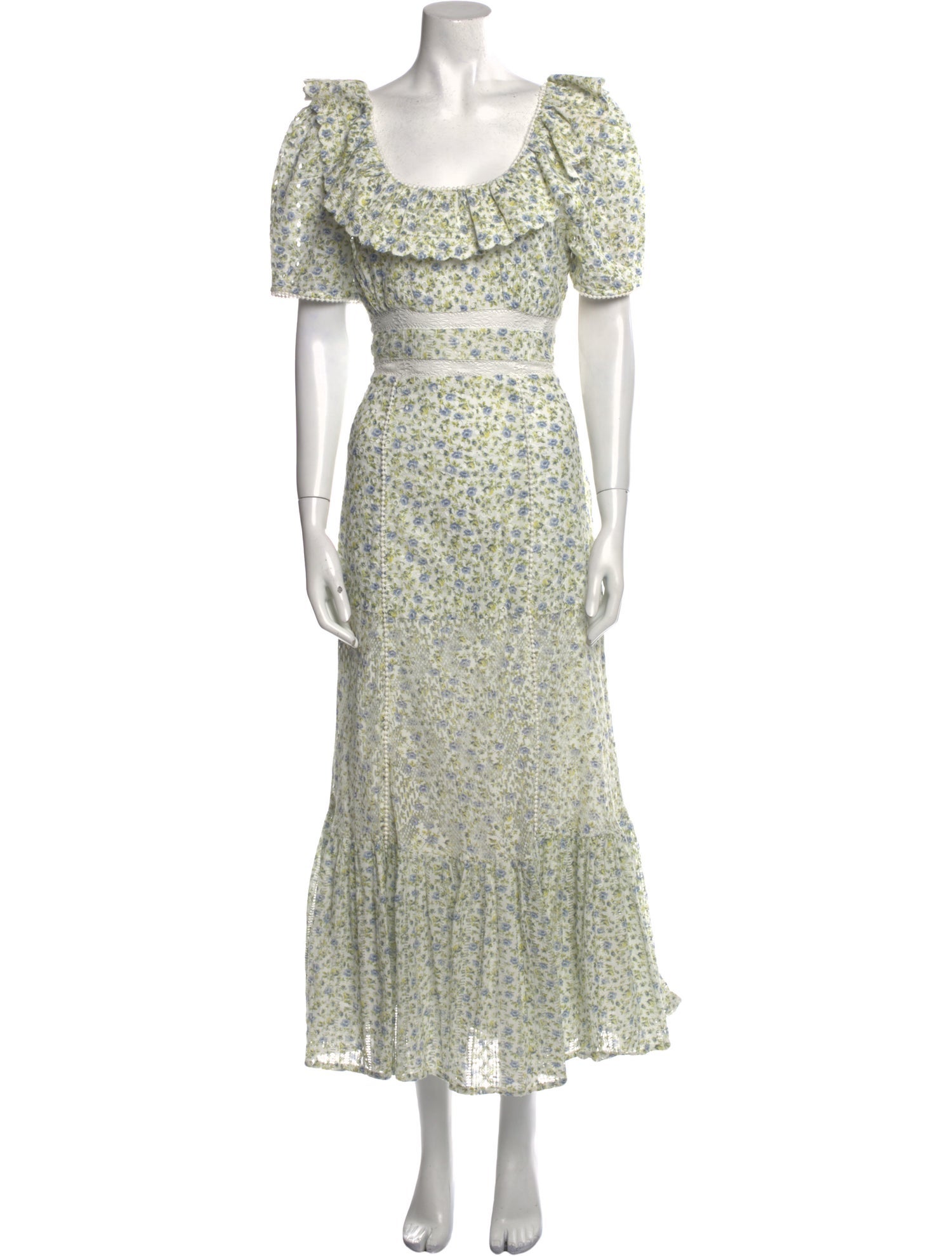 LoveShackFancy Floral Print Long Dress - Green Dresses, Clothing ...