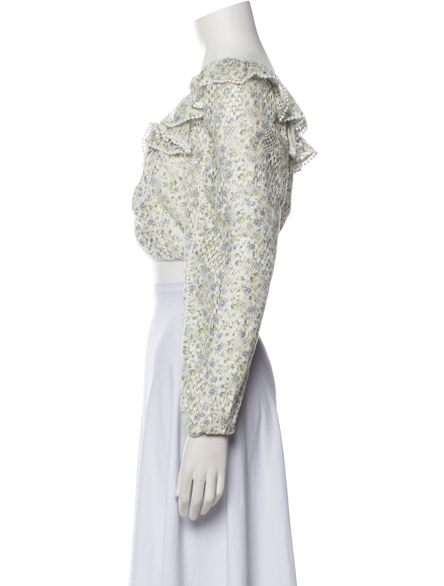 LoveShackFancy Floral Print Square Neckline Crop Top w/ Tags - Green ...