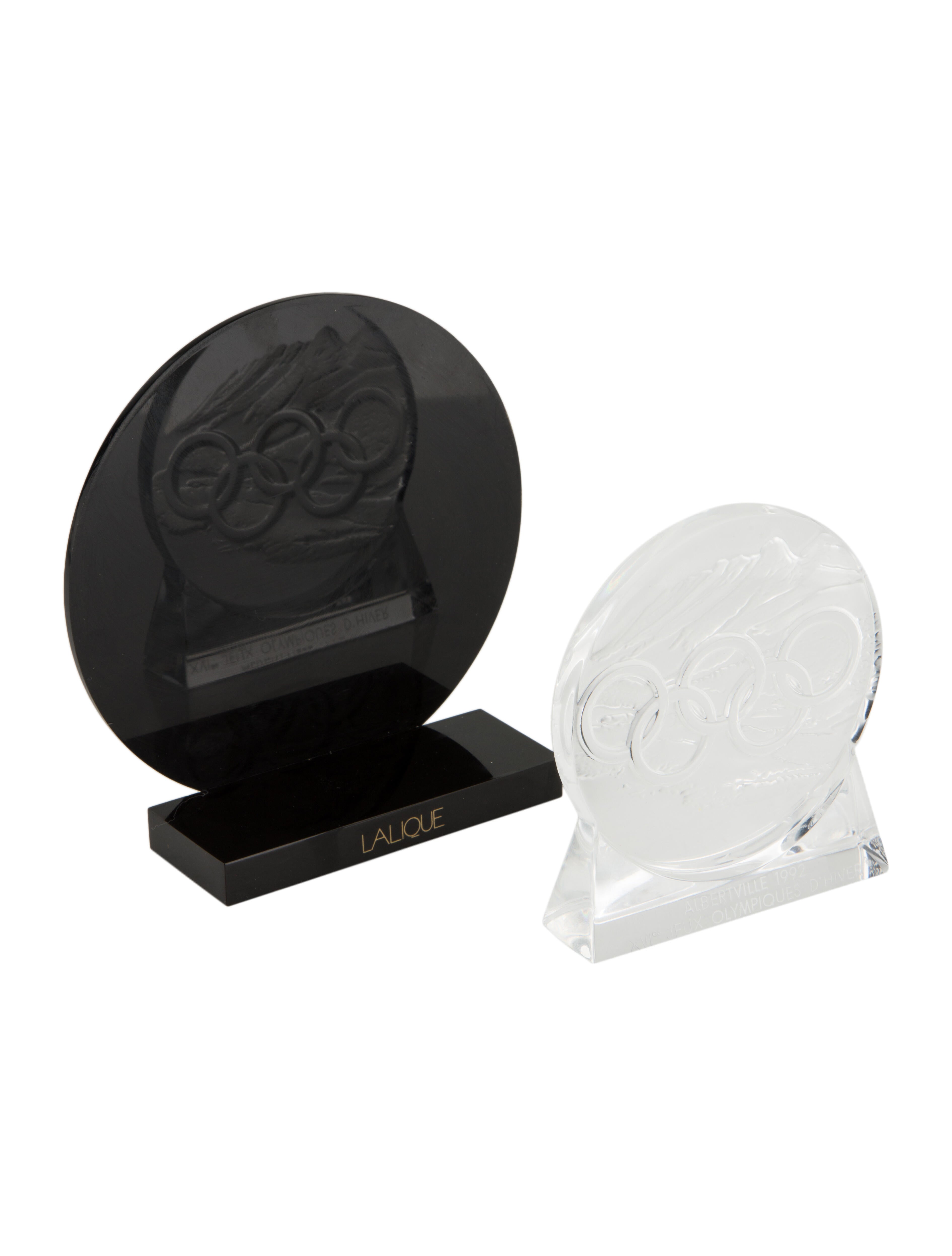Lalique Vintage Olympic Rings Medallion & Stand - Clear Decorative ...