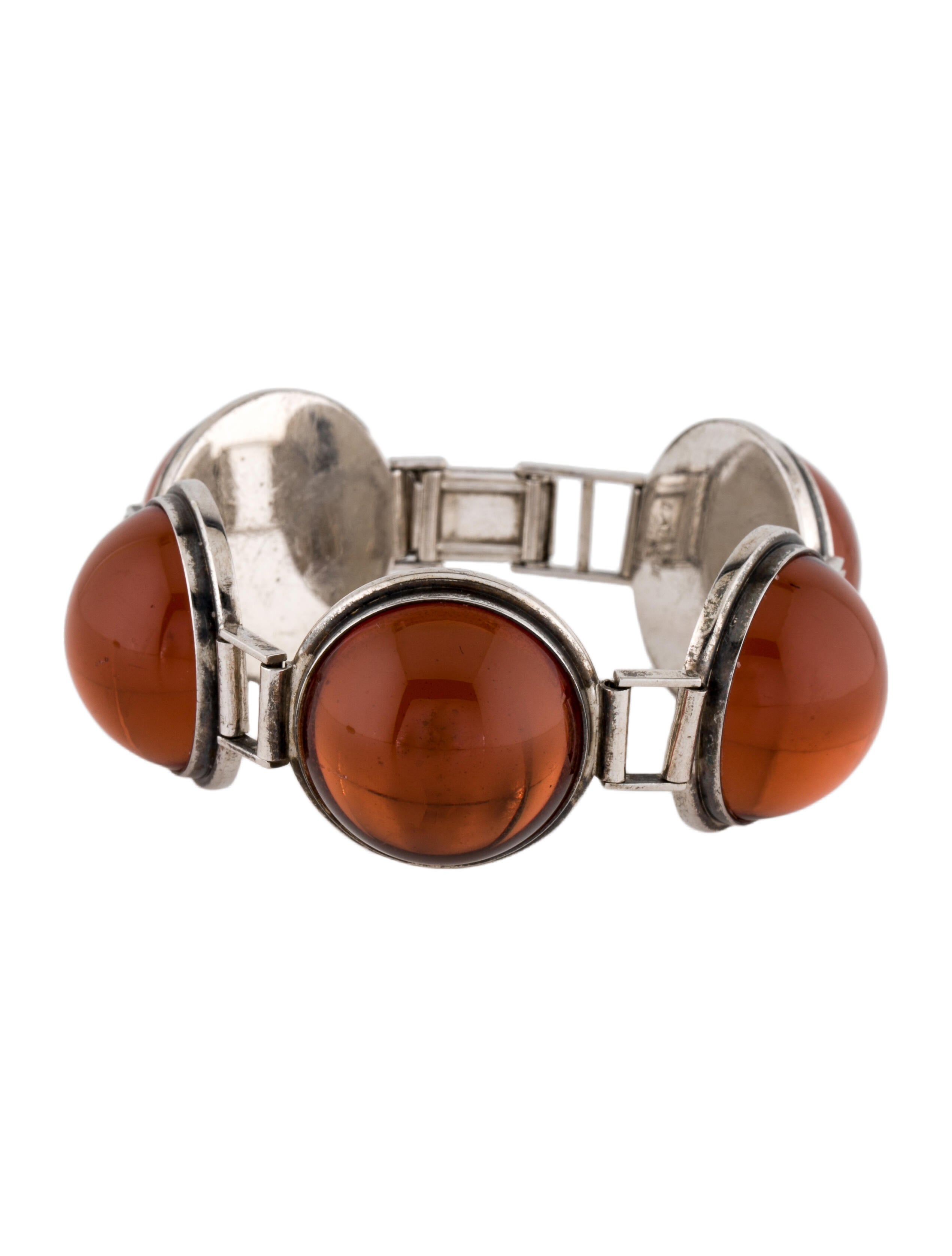 Lalique Crystal Link Bracelet - Brown, Silver-Tone Metal Link ...