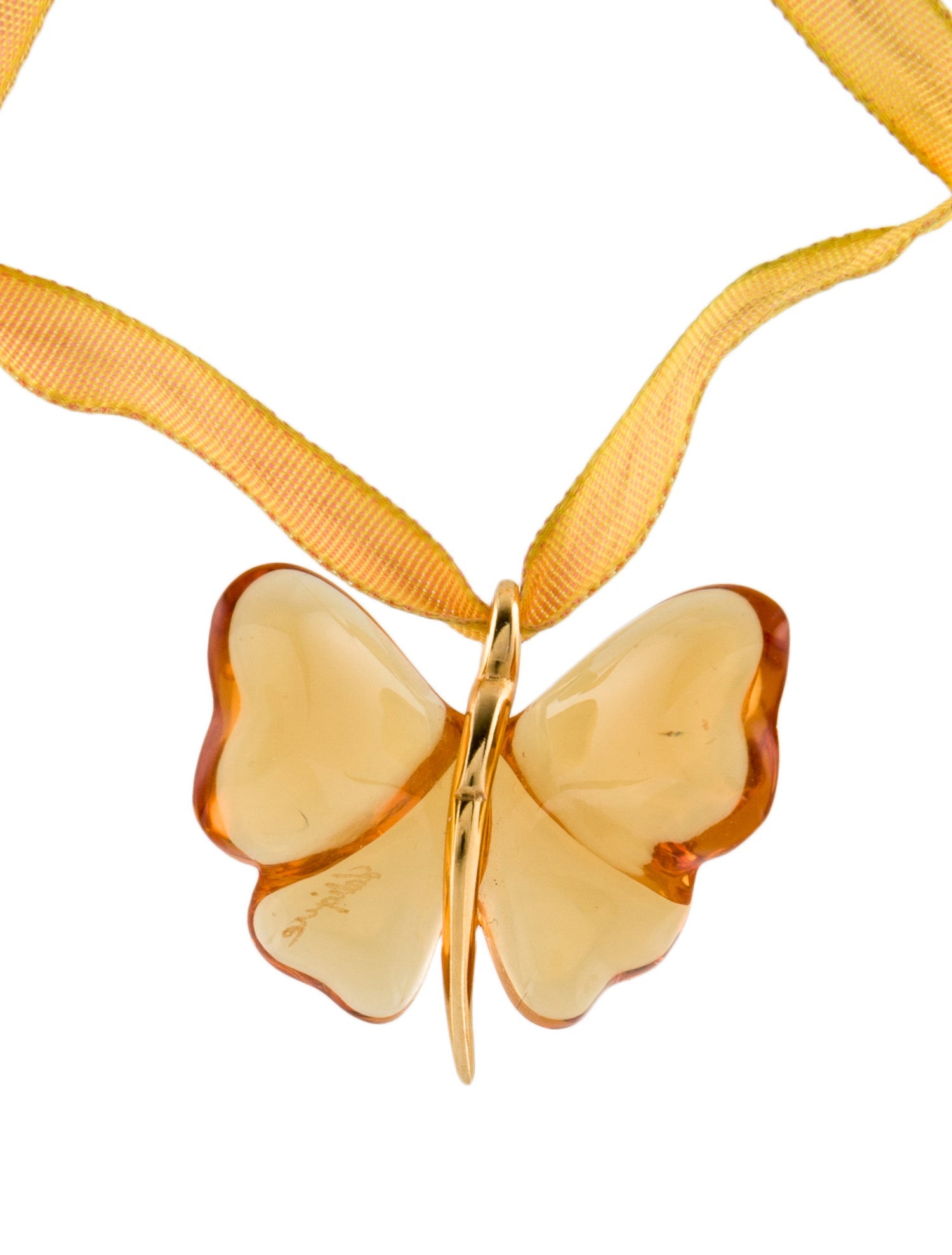 Lalique Papillon Pendant Necklace - Orange, Vermeil Pendant Necklace ...