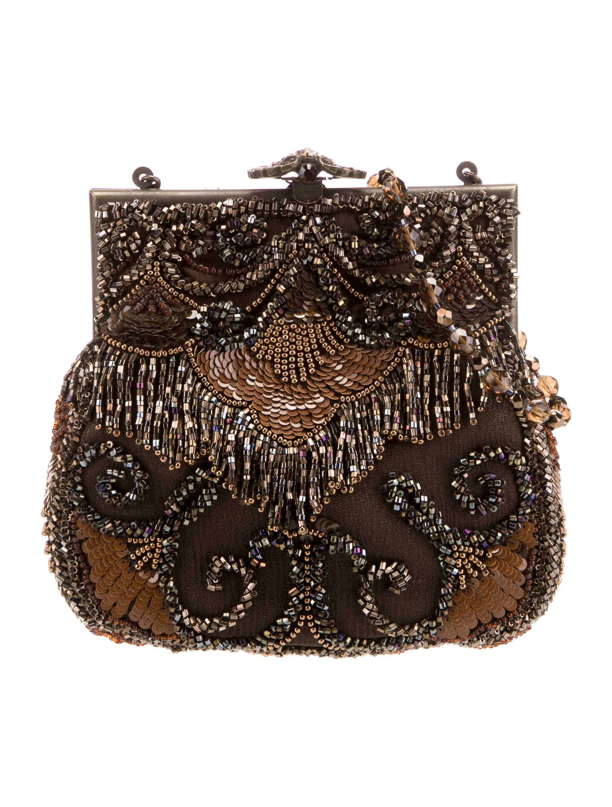 Larisa Barrera Bead Embellished Evening Bag - Brown Evening Bags ...