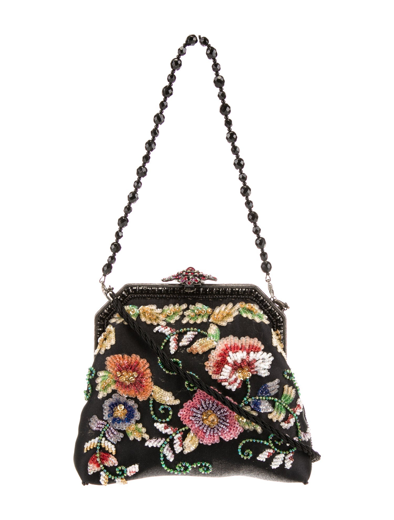 Larisa Barrera Satin Bead Embellished Clutch - Black Clutches, Handbags ...