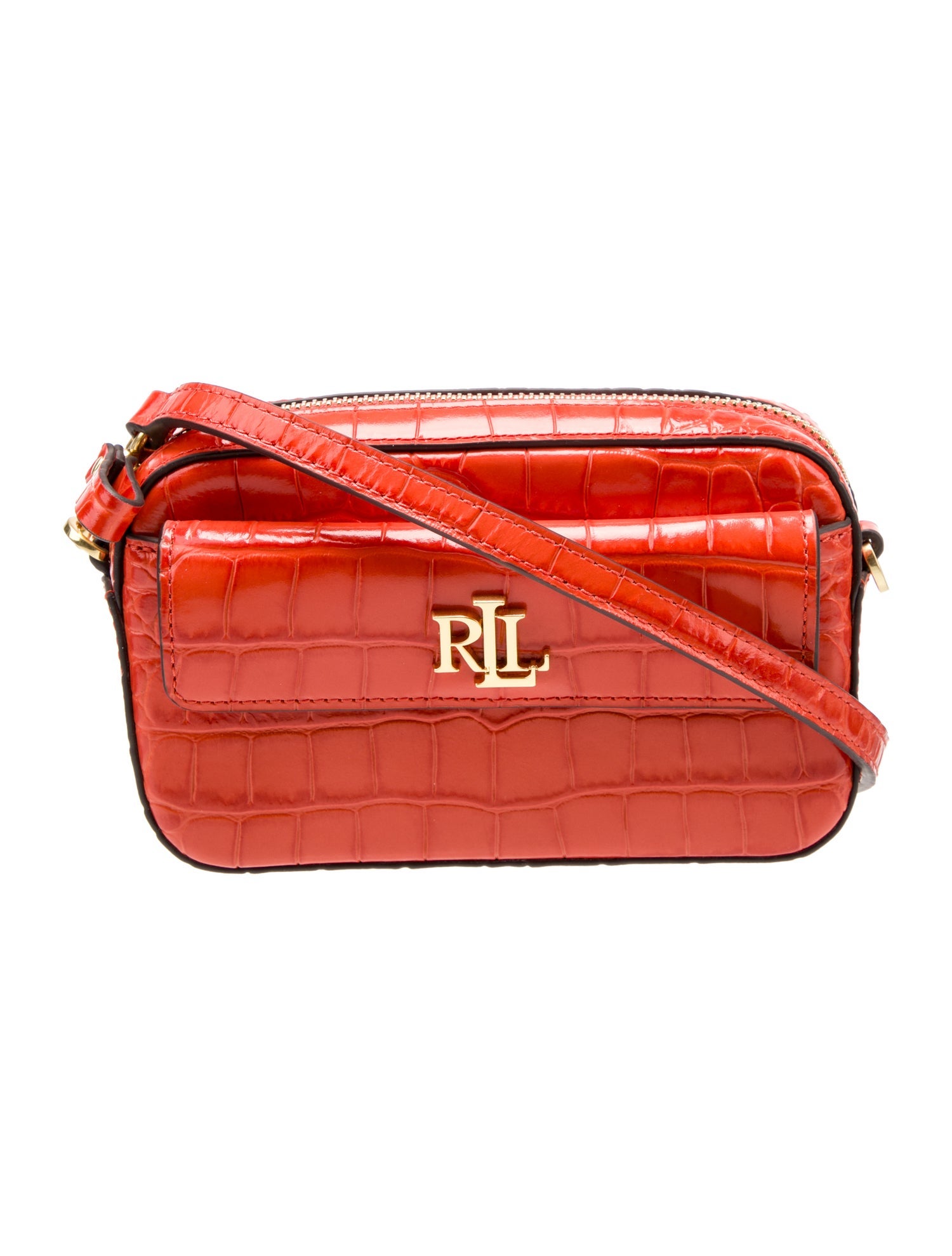 Lauren Ralph Lauren Embossed Leather Crossbody Bag - Orange Crossbody ...