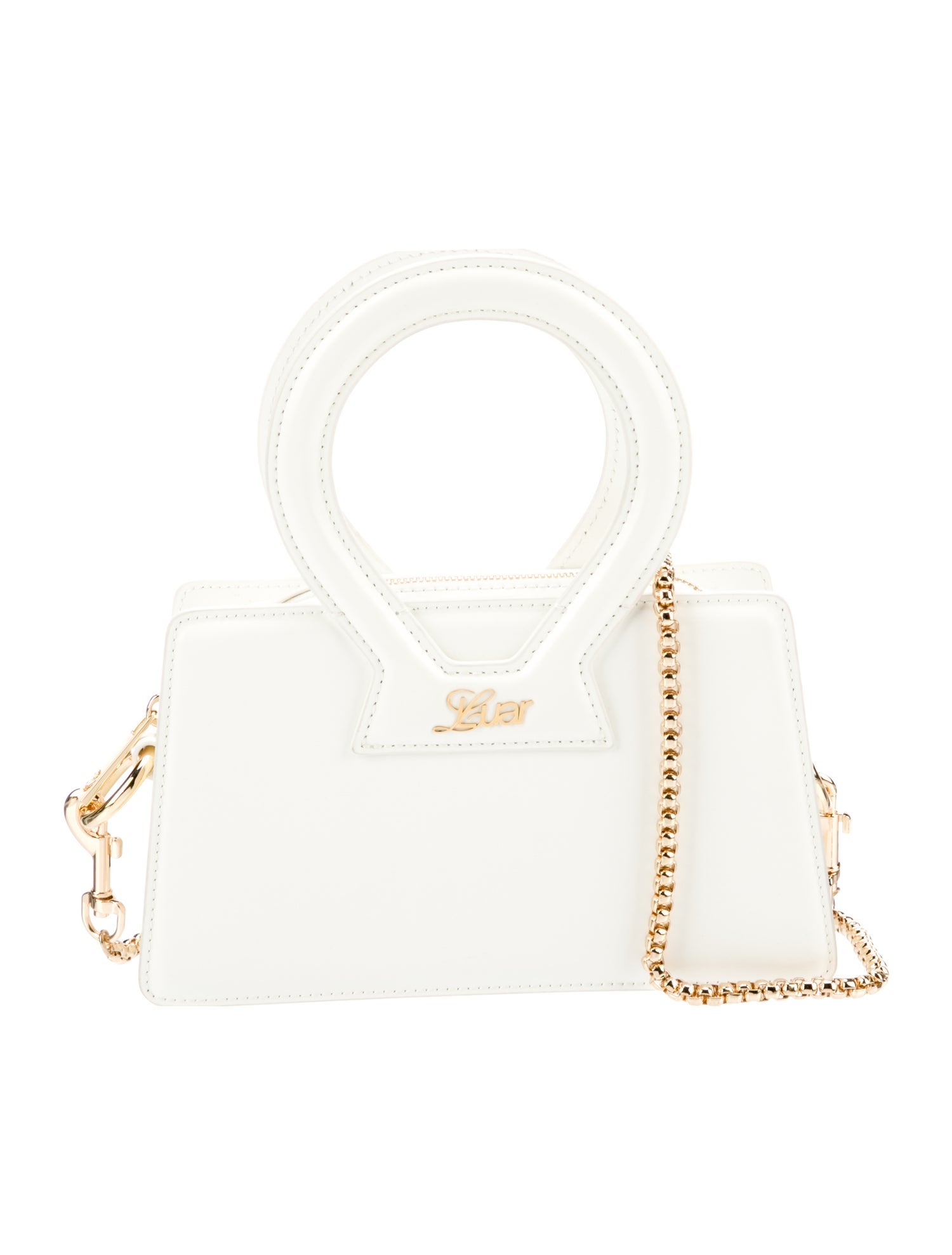 Luar x Mejuri Chain-Link Leather Ana Handle Bag - White Handle Bags ...