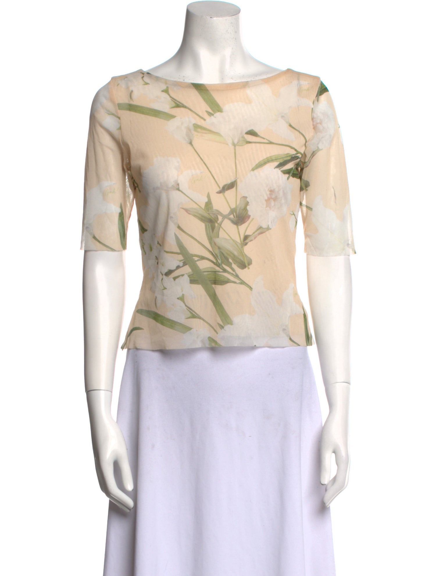 Lisa says Gah Floral Print Bateau Neckline Blouse - Neutrals Tops ...