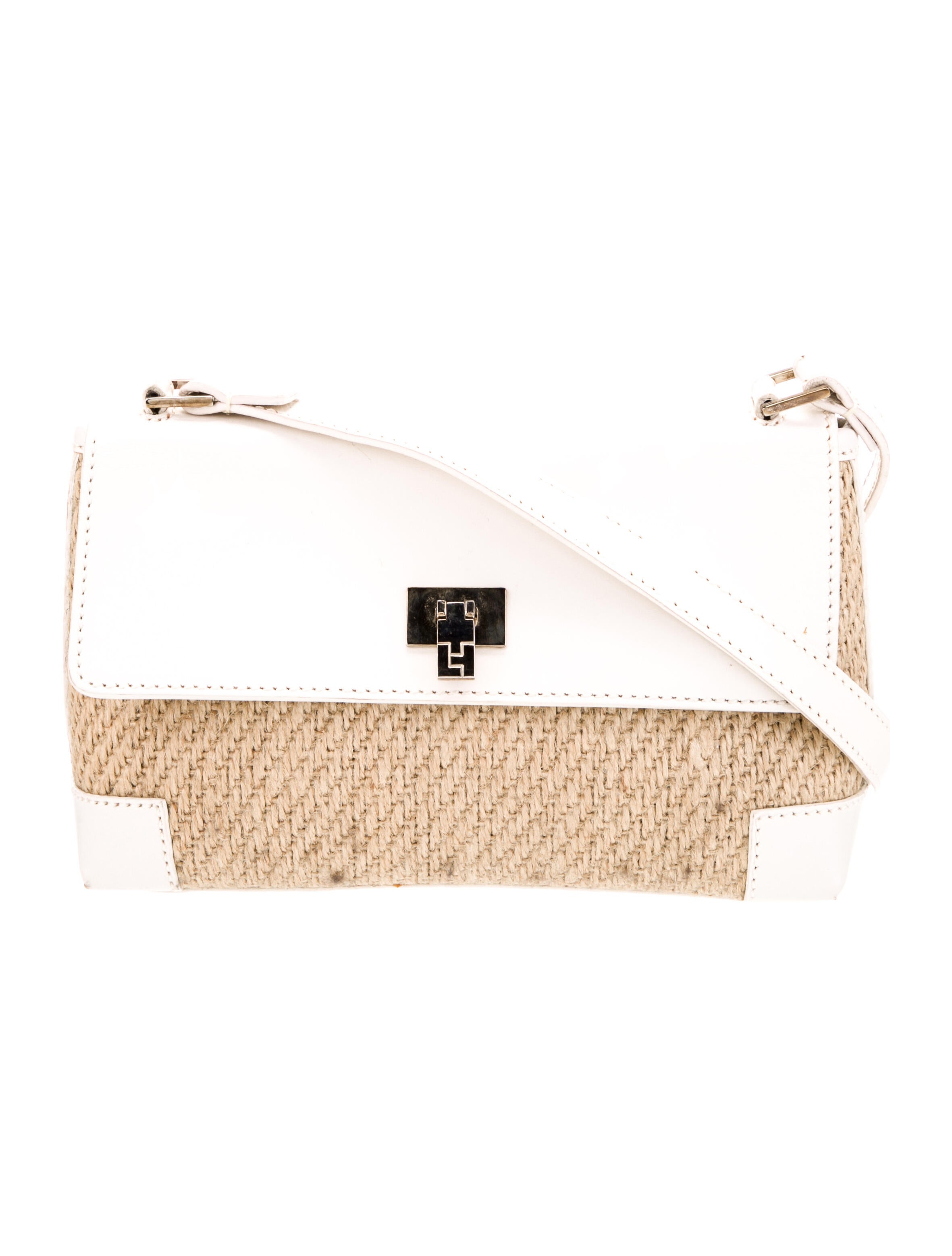 Lambertson Truex Jute Leather Trimmed Shoulder Bag - Neutrals Shoulder ...
