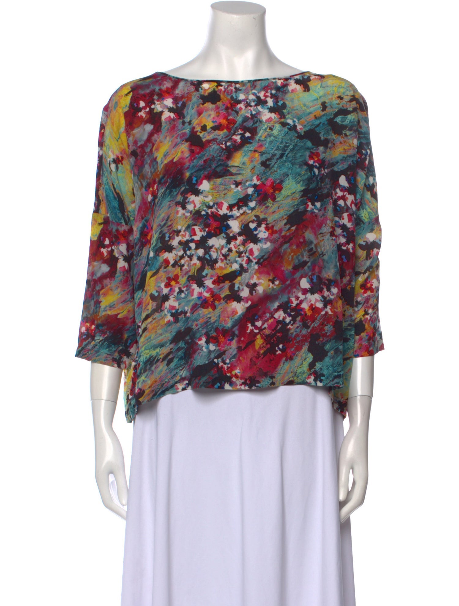 M Missoni Printed Bateau Neckline Blouse - Blue Tops, Clothing ...