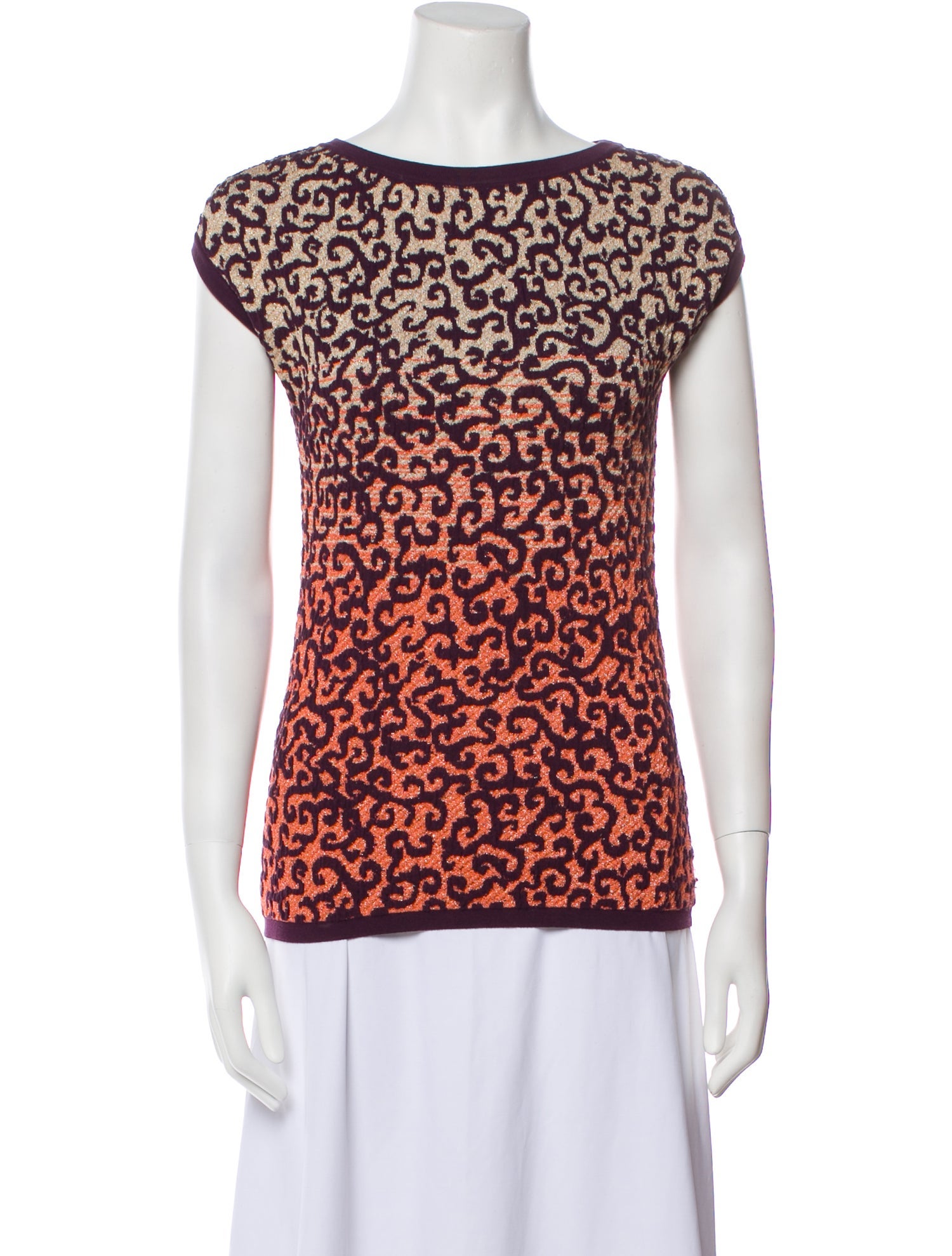 M Missoni Printed Bateau Neckline Top - Neutrals Tops, Clothing - WM4114022 | The RealReal