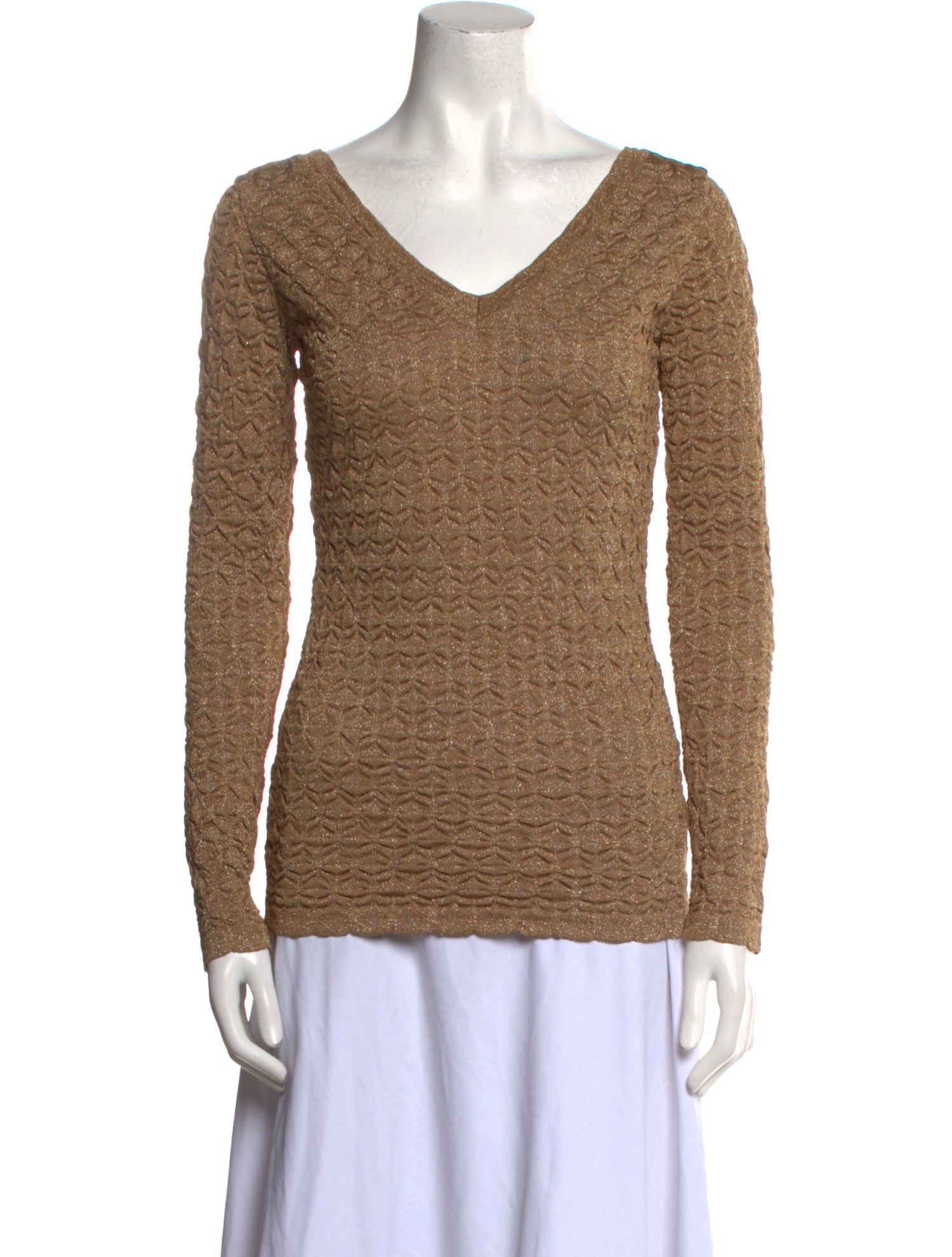 M Missoni V-Neck Long Sleeve Top - Neutrals Tops, Clothing - WM4114490 | The RealReal