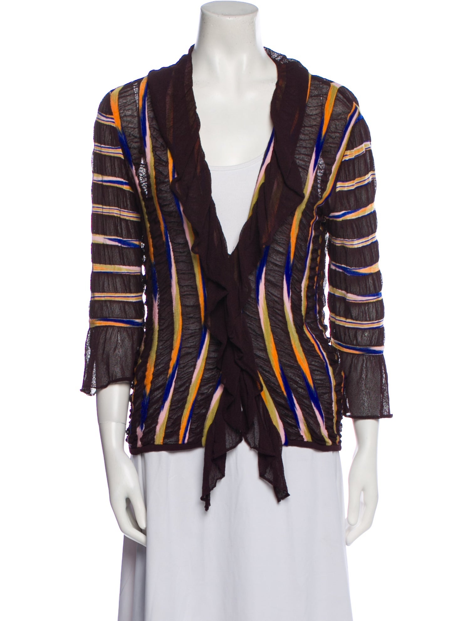 M Missoni Printed V-Neck Blouse - Burgundy Tops, Clothing - WM4114998 ...