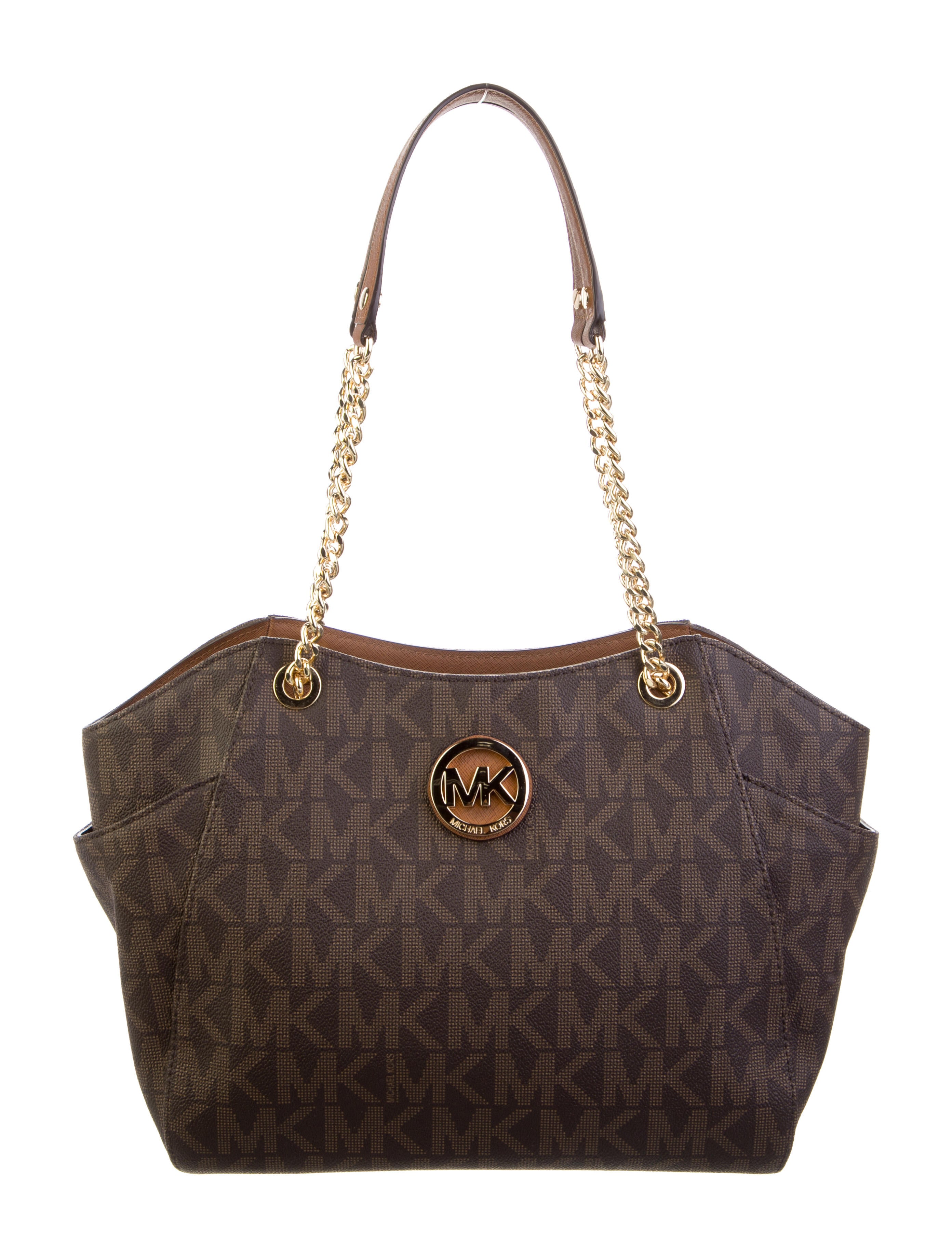Michael Michael Kors Large Signature Jet Set Chain Tote Bag - Brown ...