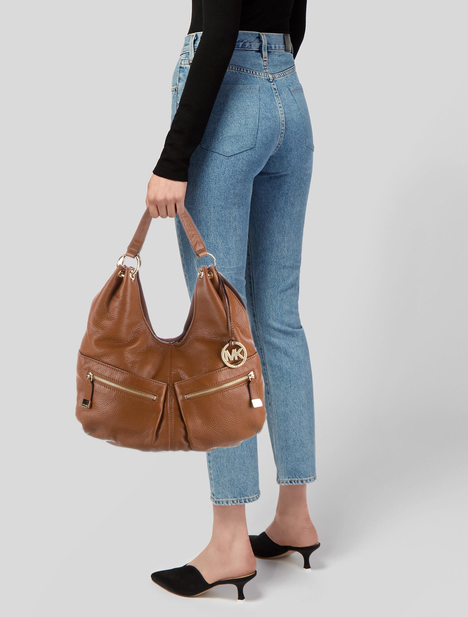 Michael Michael Kors Studded Leather Hobo - Brown Hobos, Handbags ...