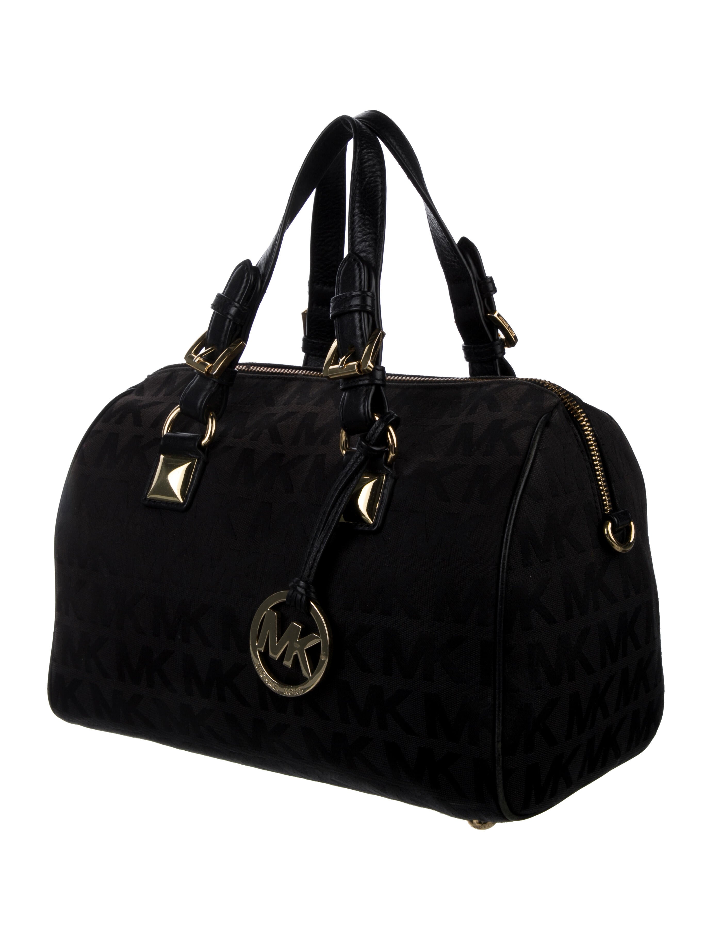Michael Michael Kors Canvas Monogram Handle Bag - Black Handle Bags ...