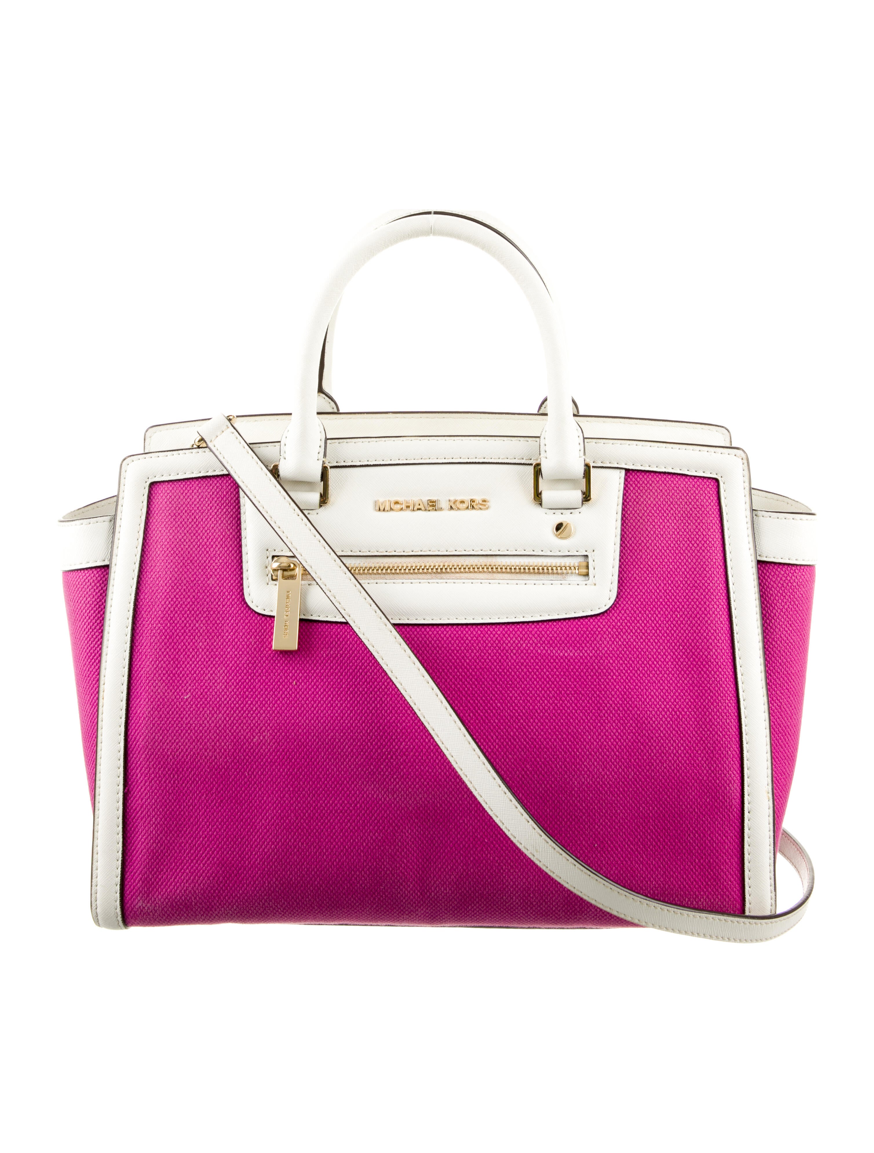 Michael Michael Kors Saffiano-Trimmed Canvas Tote - Pink Totes ...