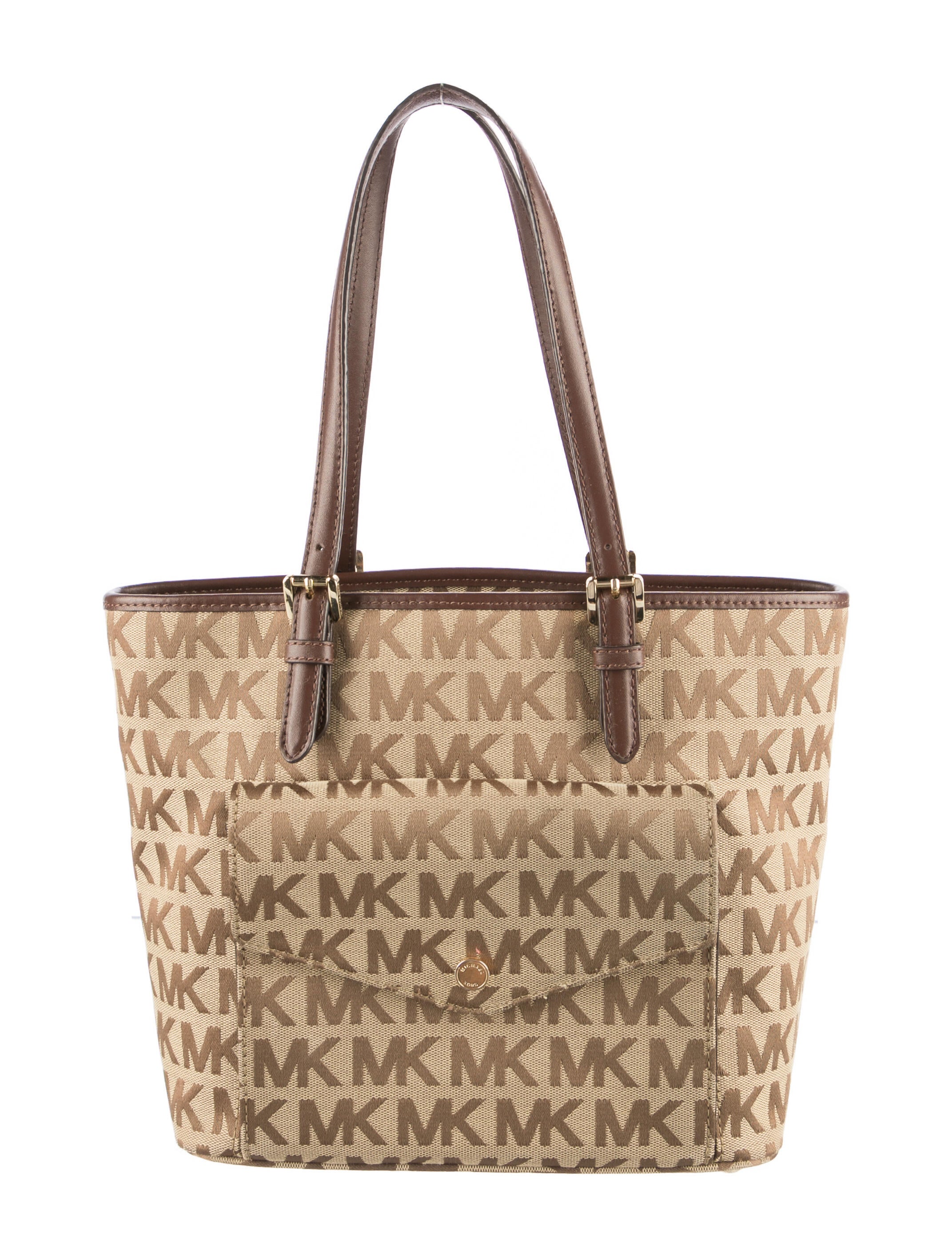 Michael Michael Kors Leather-Trimmed Monogram Tote - Brown Totes ...