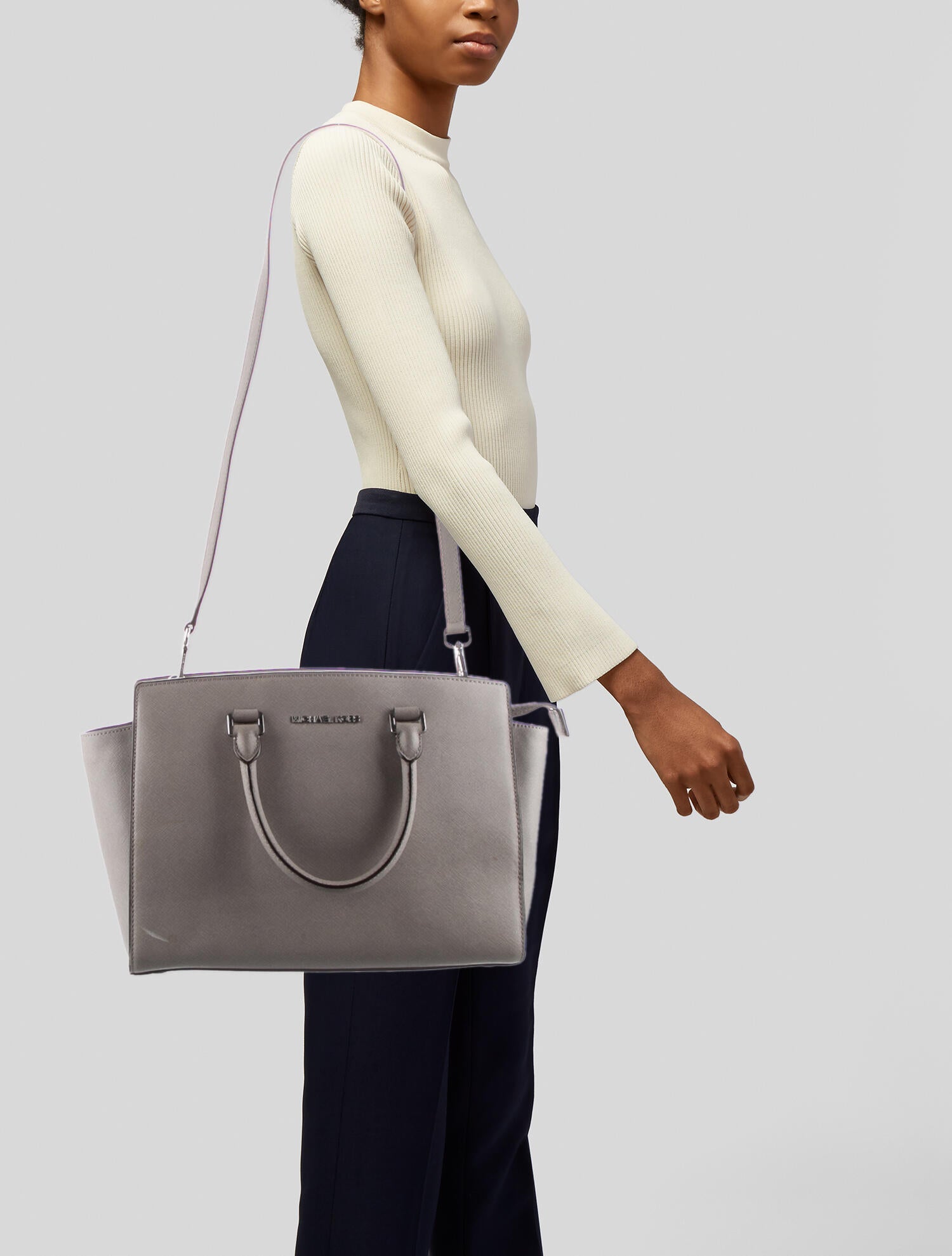 Michael Michael Kors Saffiano Leather Tote Bag - Grey Totes, Handbags ...