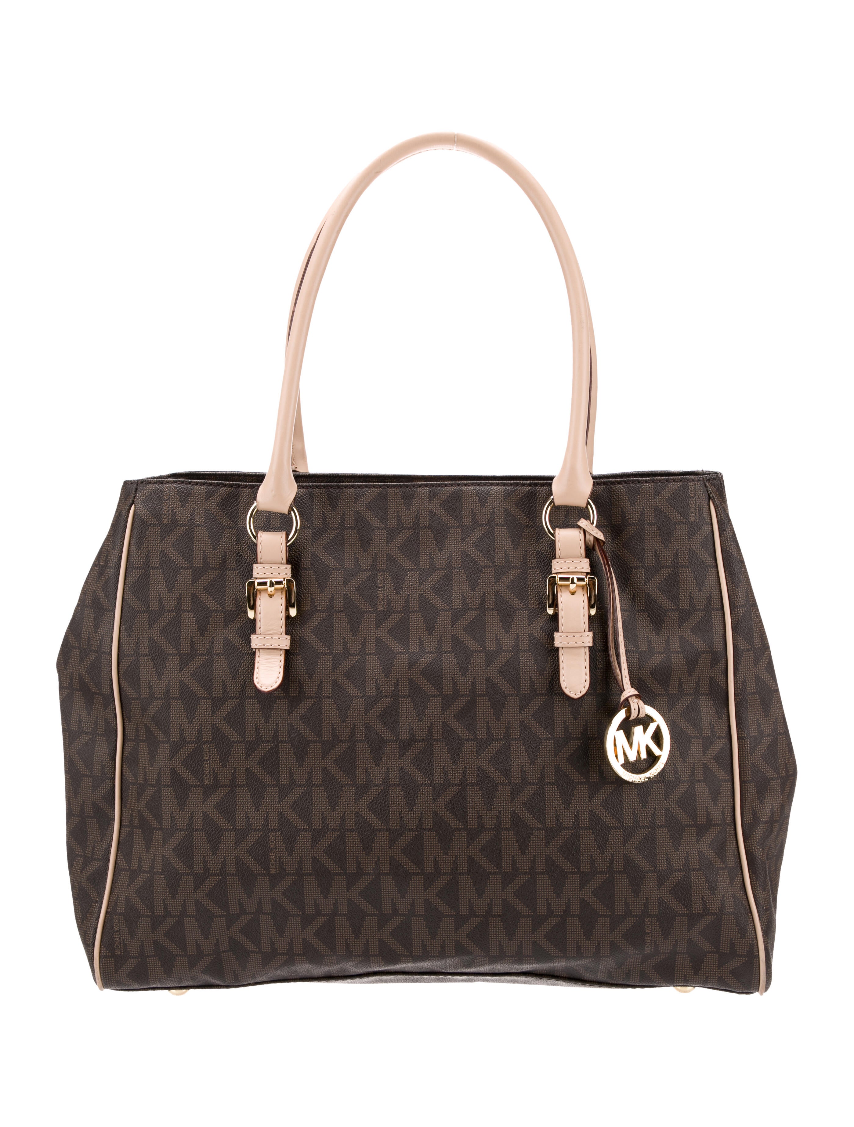 Michael Michael Kors Leather-Trimmed Monogrammed Tote - Brown Totes ...