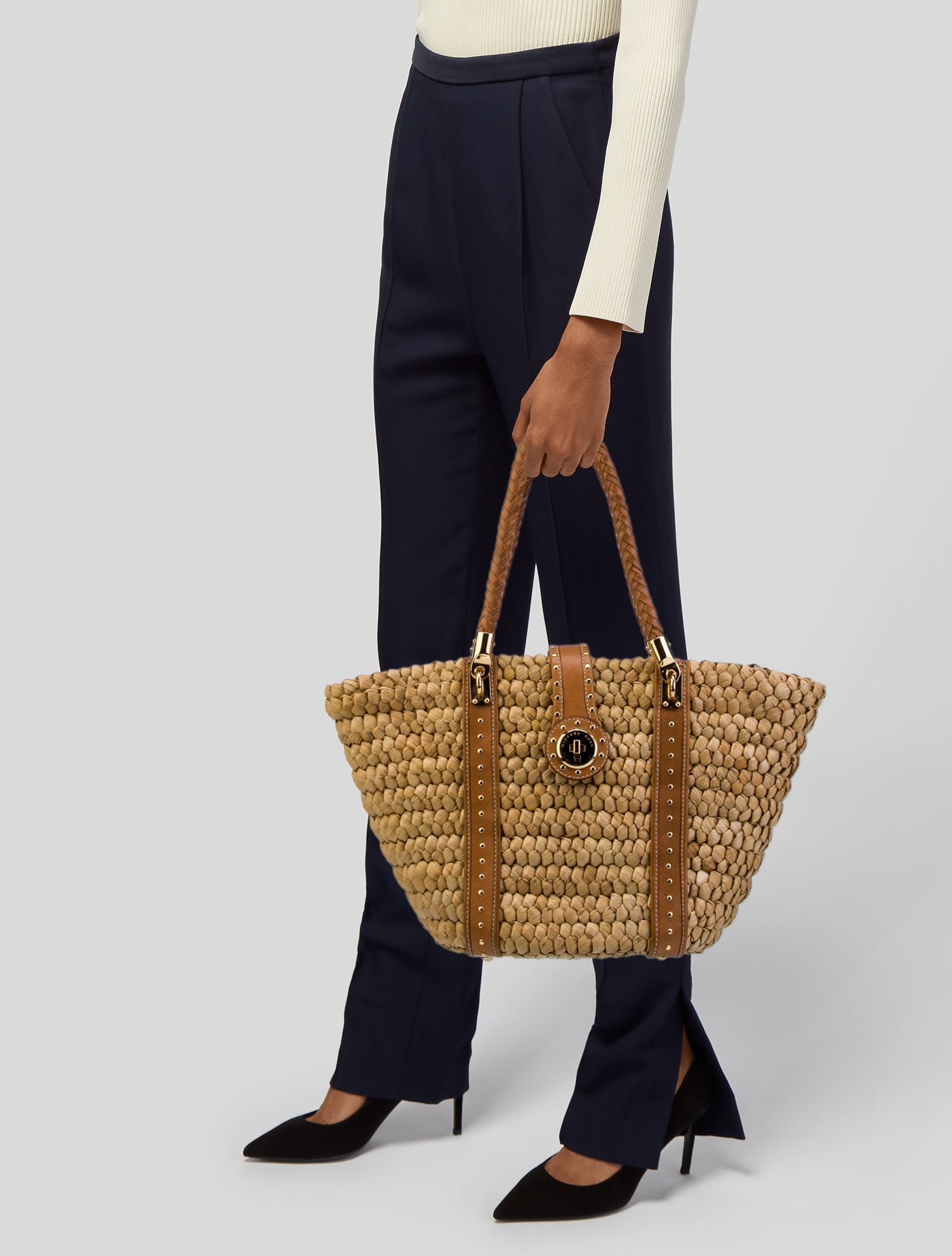 Michael Michael Kors Leather-Trimmed Straw Tote Bag - Brown Totes ...