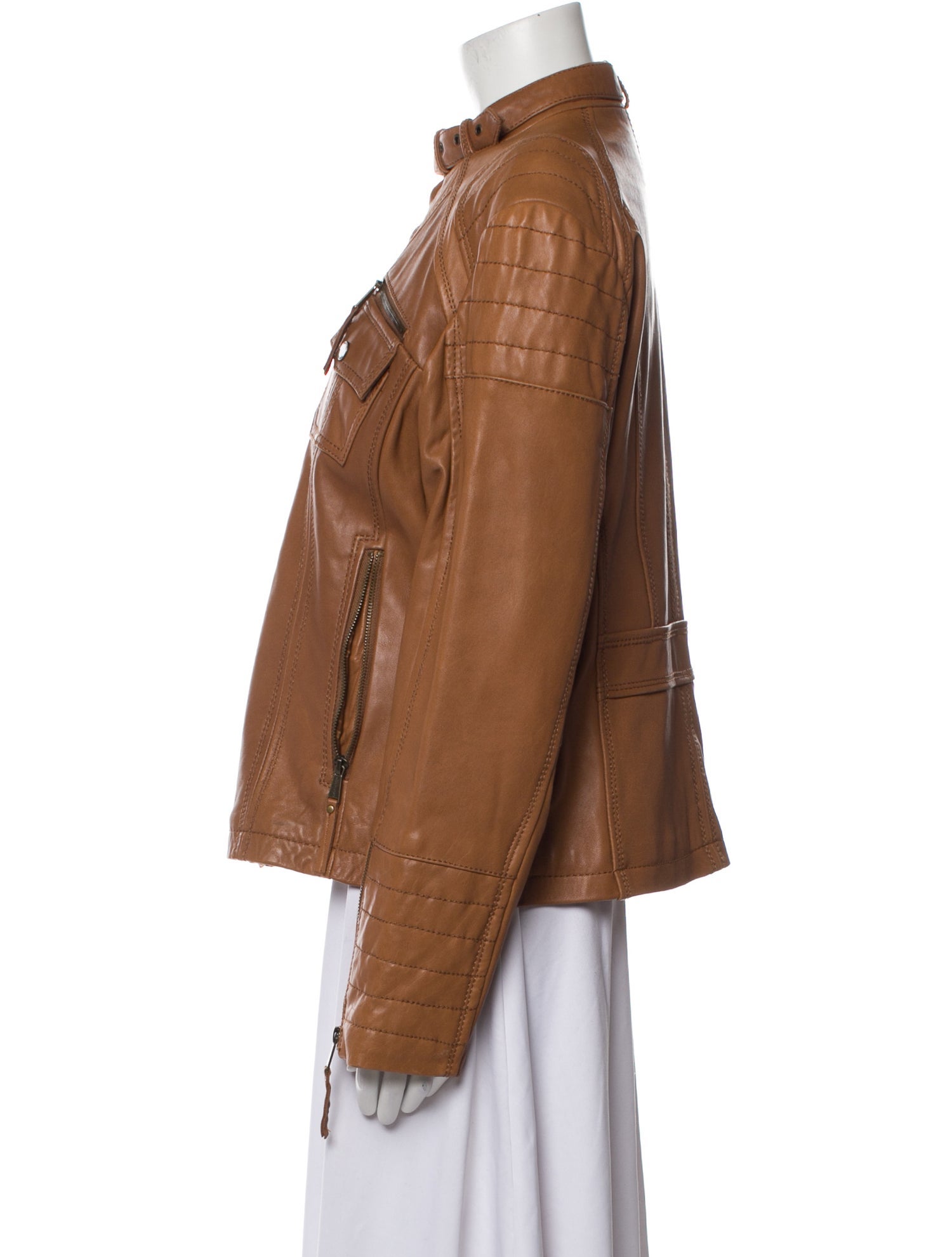 Michael Michael Kors Leather Jacket - Brown Jackets, Clothing ...
