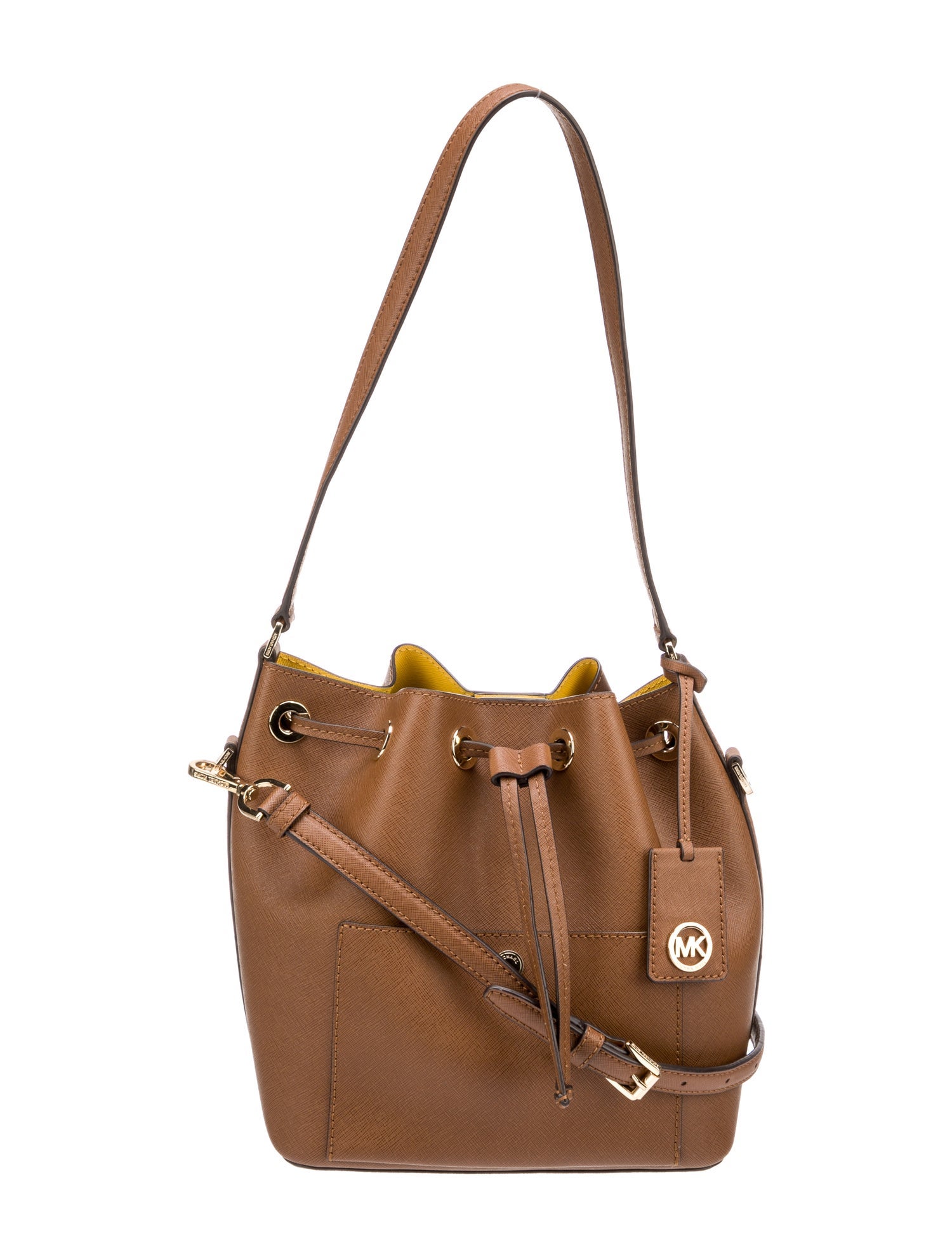 Michael Michael Kors Saffiano Leather Bucket Bag - Brown Bucket Bags ...