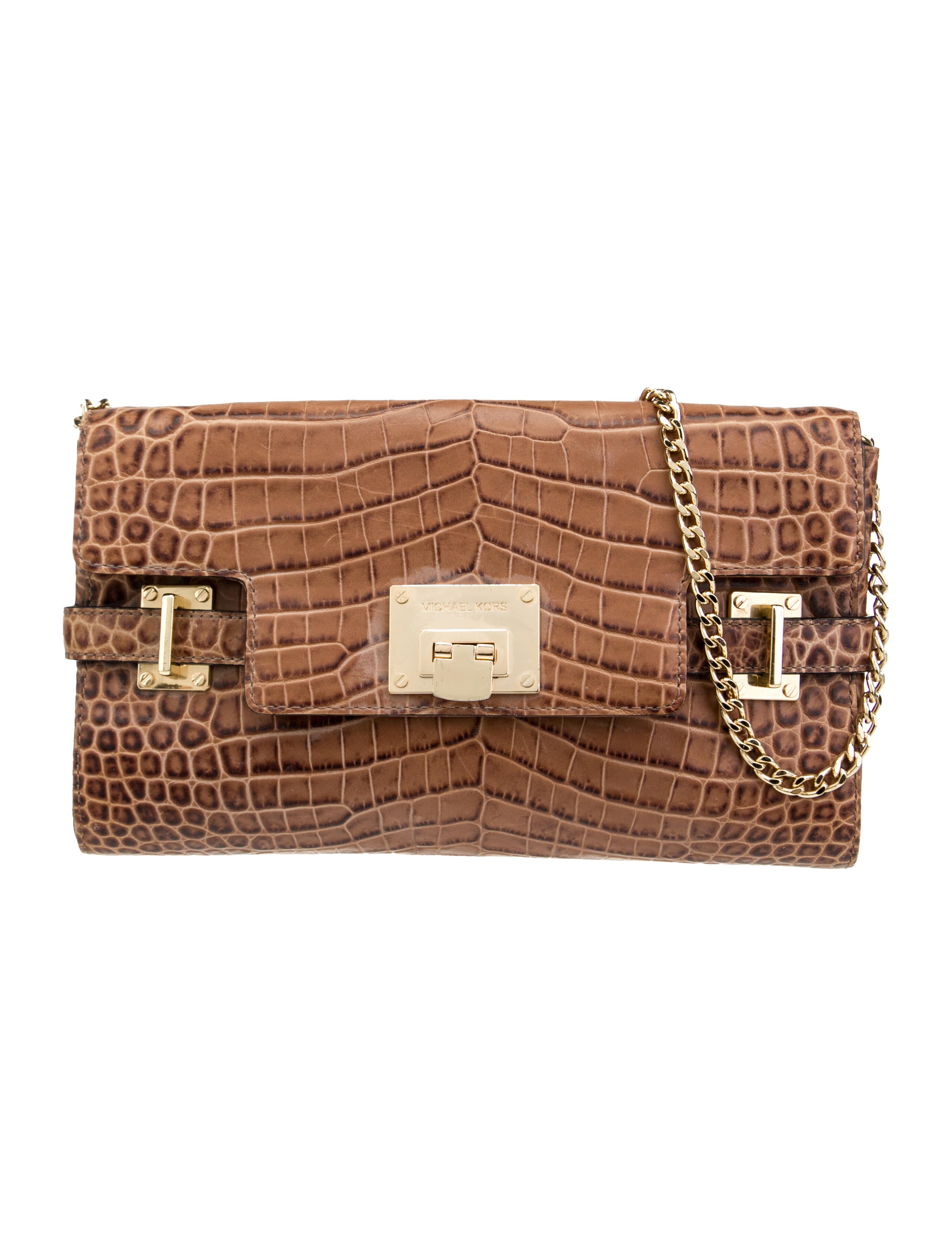 Michael Michael Kors Embossed Leather Shoulder Bag - Brown Shoulder ...