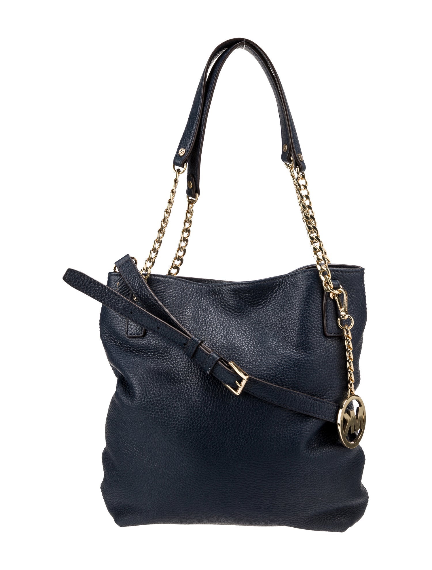 Michael Michael Kors Chain-Link Leather Shoulder Bag - Blue Shoulder ...