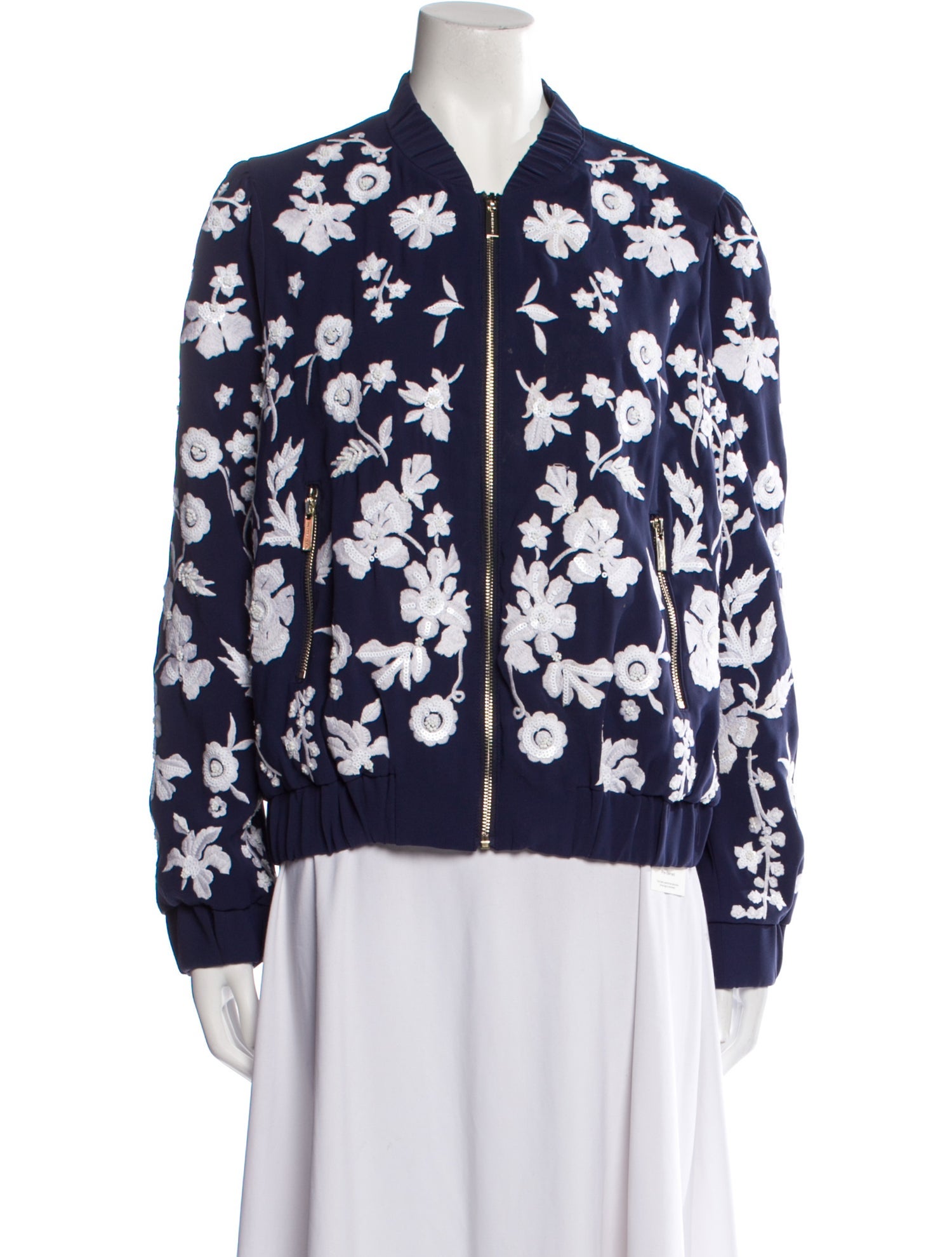 Michael Michael Kors Patterned Bomber Jacket - Blue Jackets, Clothing - WM5166075 | The RealReal