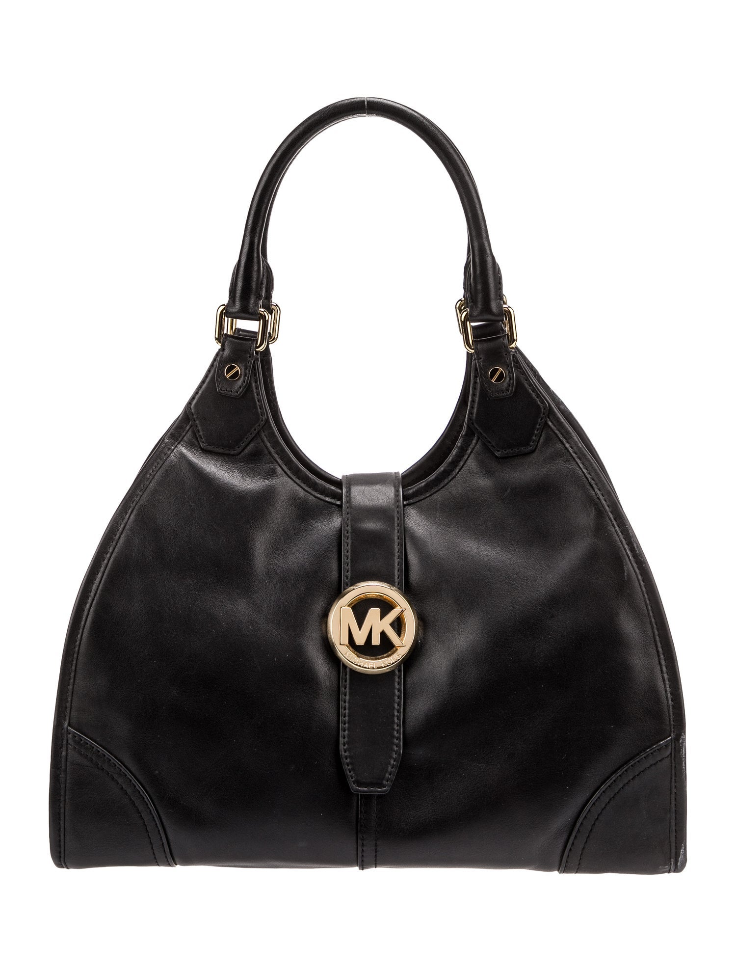 Michael Michael Kors Gold-Tone Leather Shoulder Bag - Black Shoulder ...