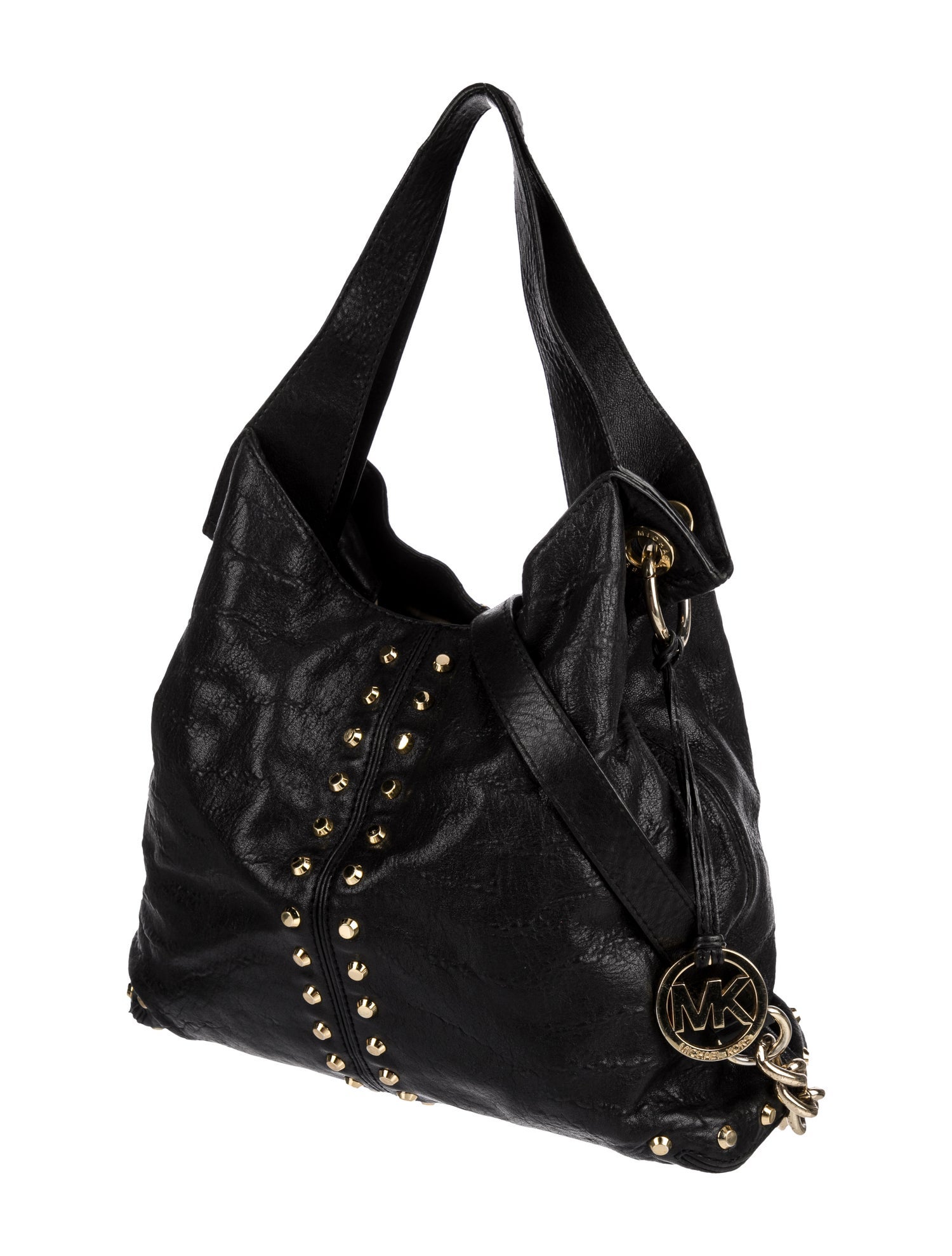 Michael Michael Kors Studded Solid Leather Handle Bag - Black Handle ...