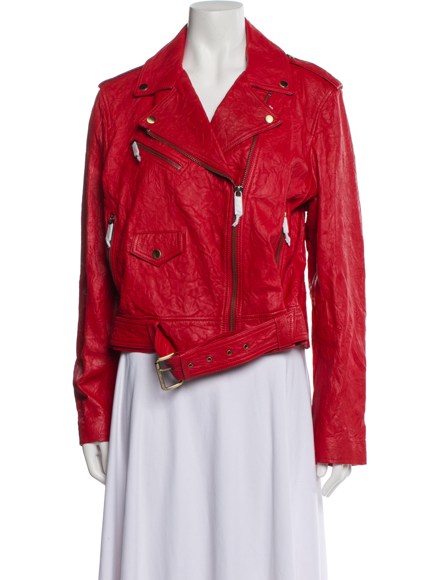 Michael Michael Kors Lamb Leather Biker Jacket w/ Tags - Red Jackets ...