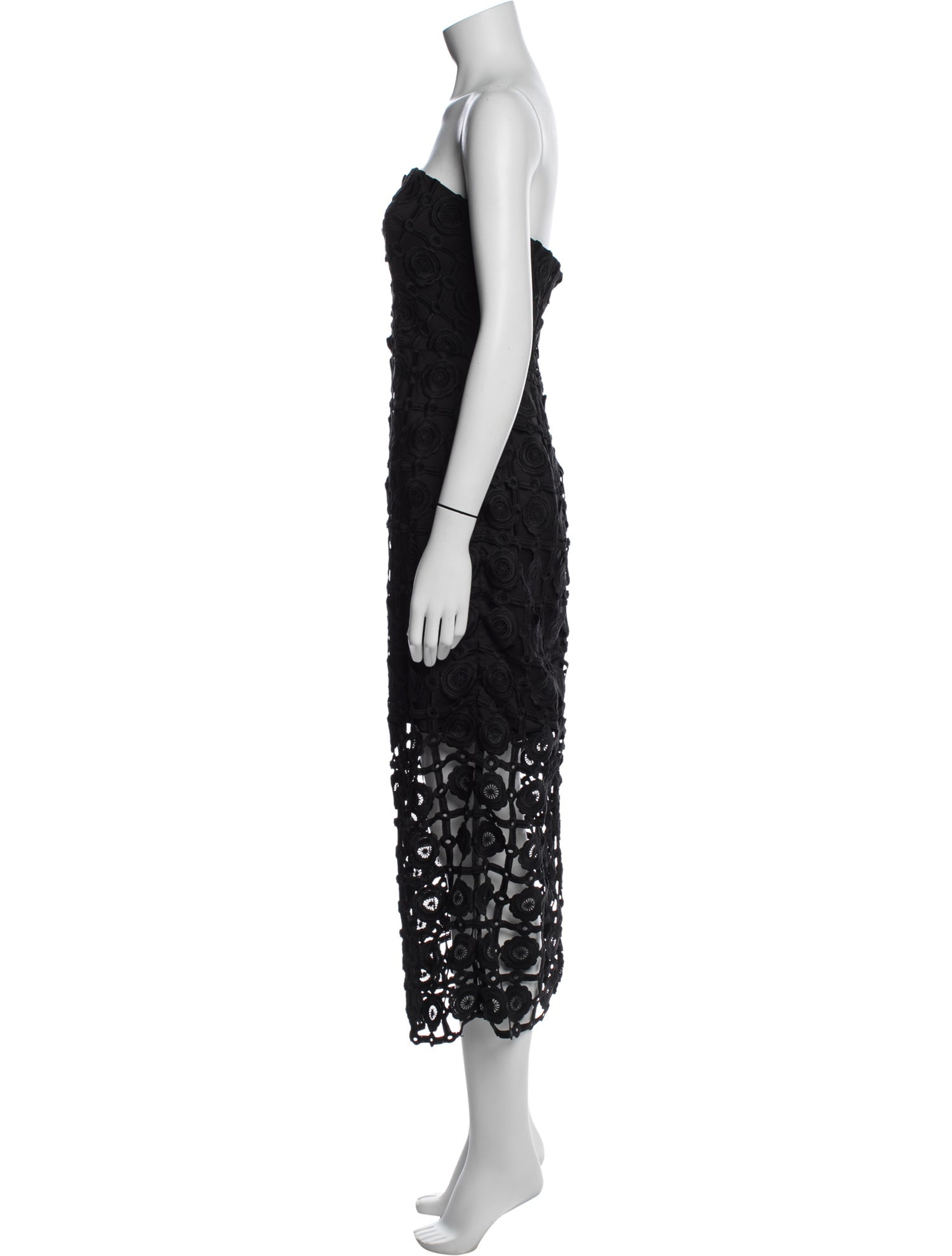 Milly Lace Pattern Midi Length Dress - Black Dresses, Clothing ...