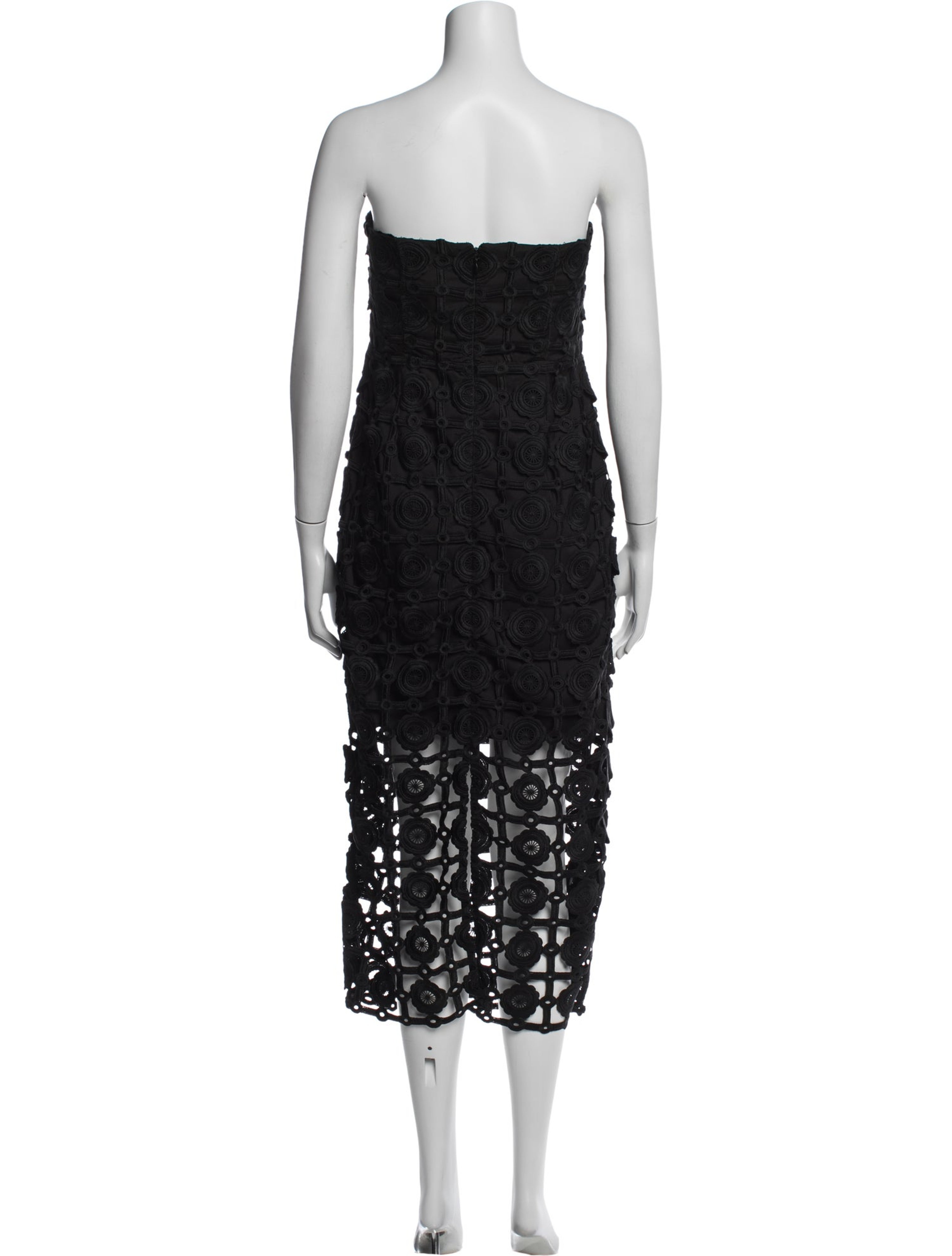 Milly Lace Pattern Midi Length Dress - Black Dresses, Clothing ...