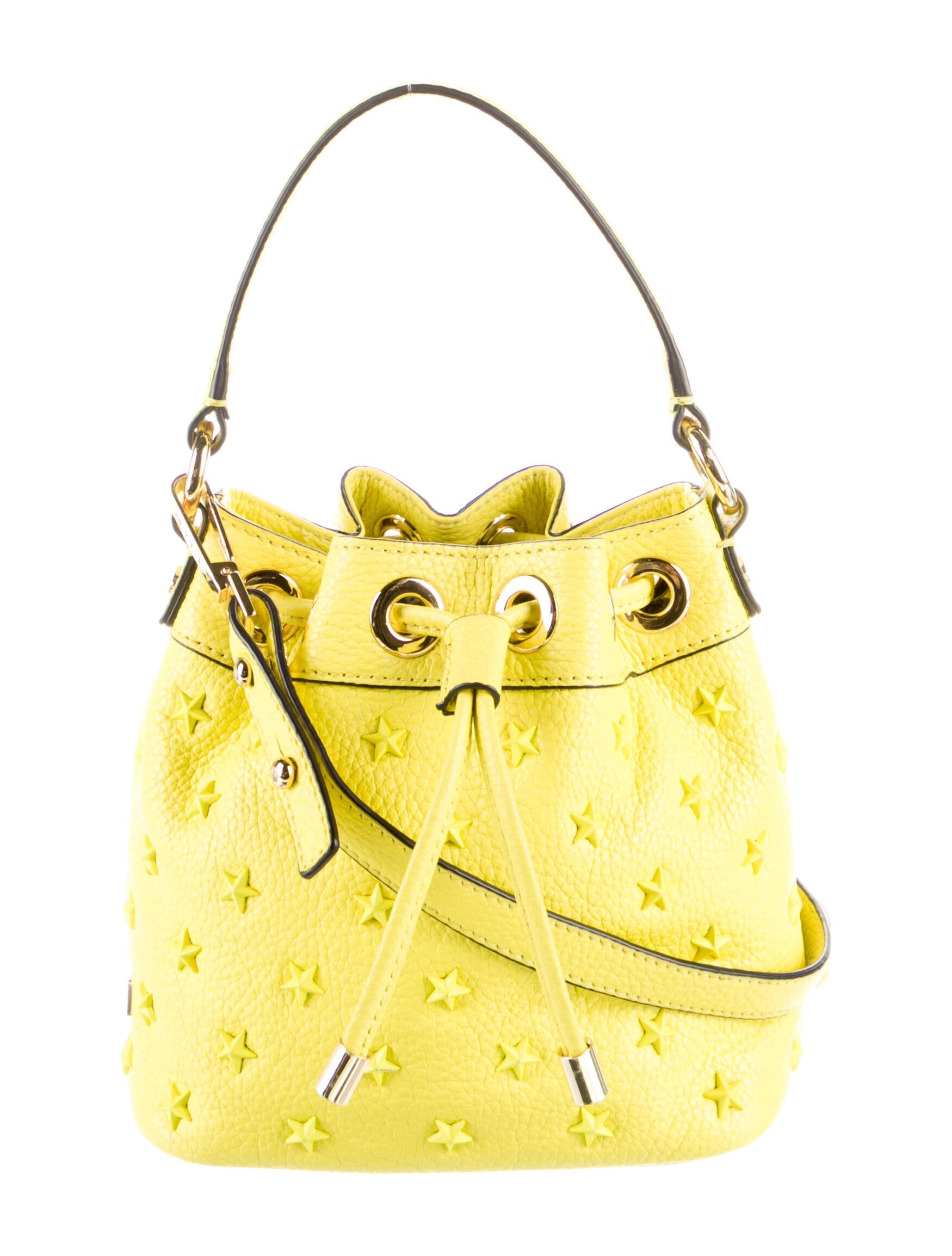 Milly Star Studded Leather Bucket Bag - Yellow Bucket Bags, Handbags ...