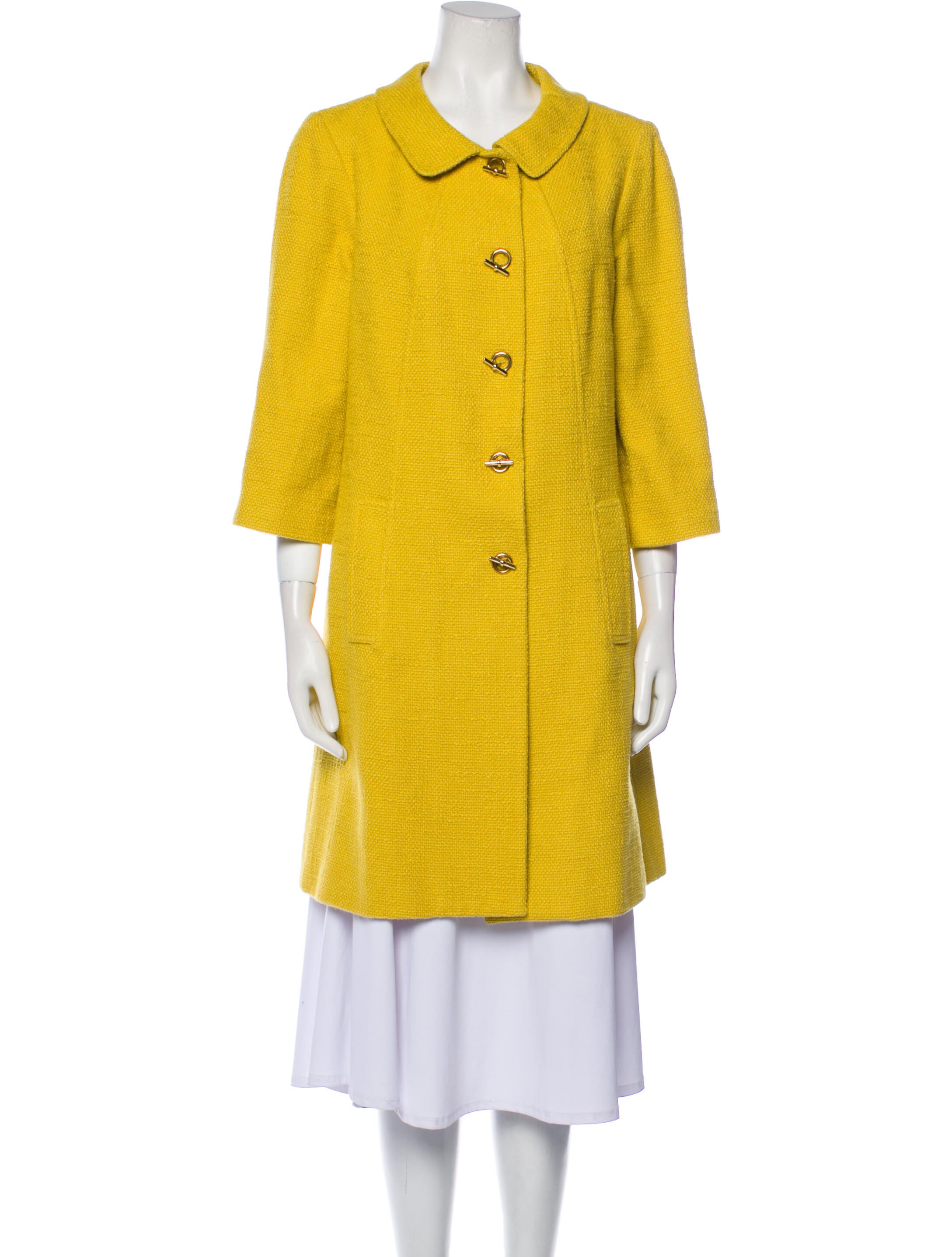 Milly Tweed Pattern Coat - Yellow Coats, Clothing - WM671148 | The RealReal